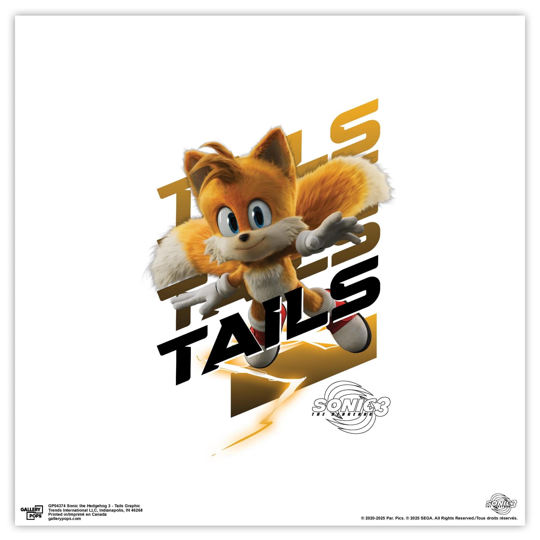 Gallery Pops Sonic the Hedgehog 3 - Tails Graphic Wall Art, Unframed ...