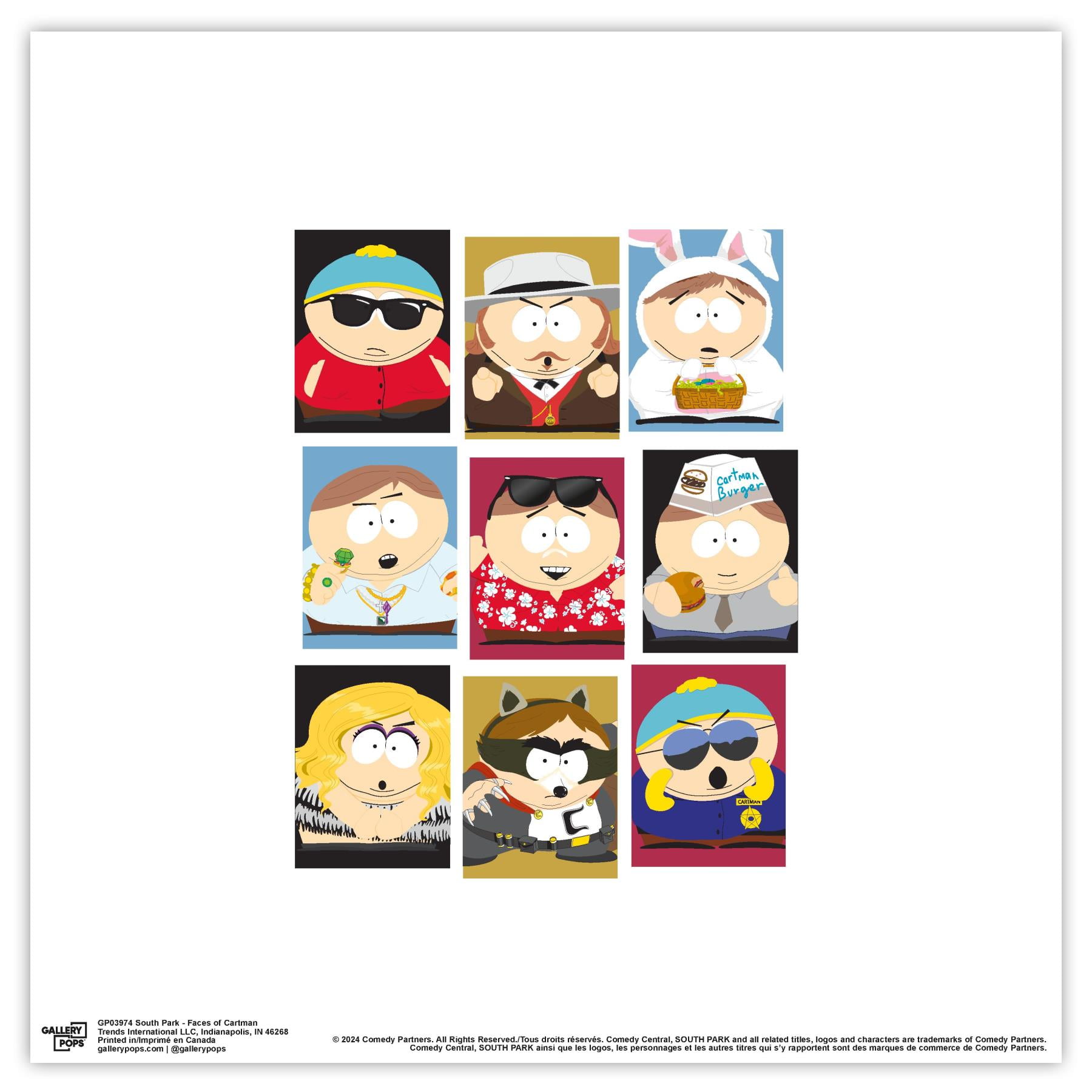 Gallery Pops South Park - Faces of Cartman Wall Art, Unframed Version ...