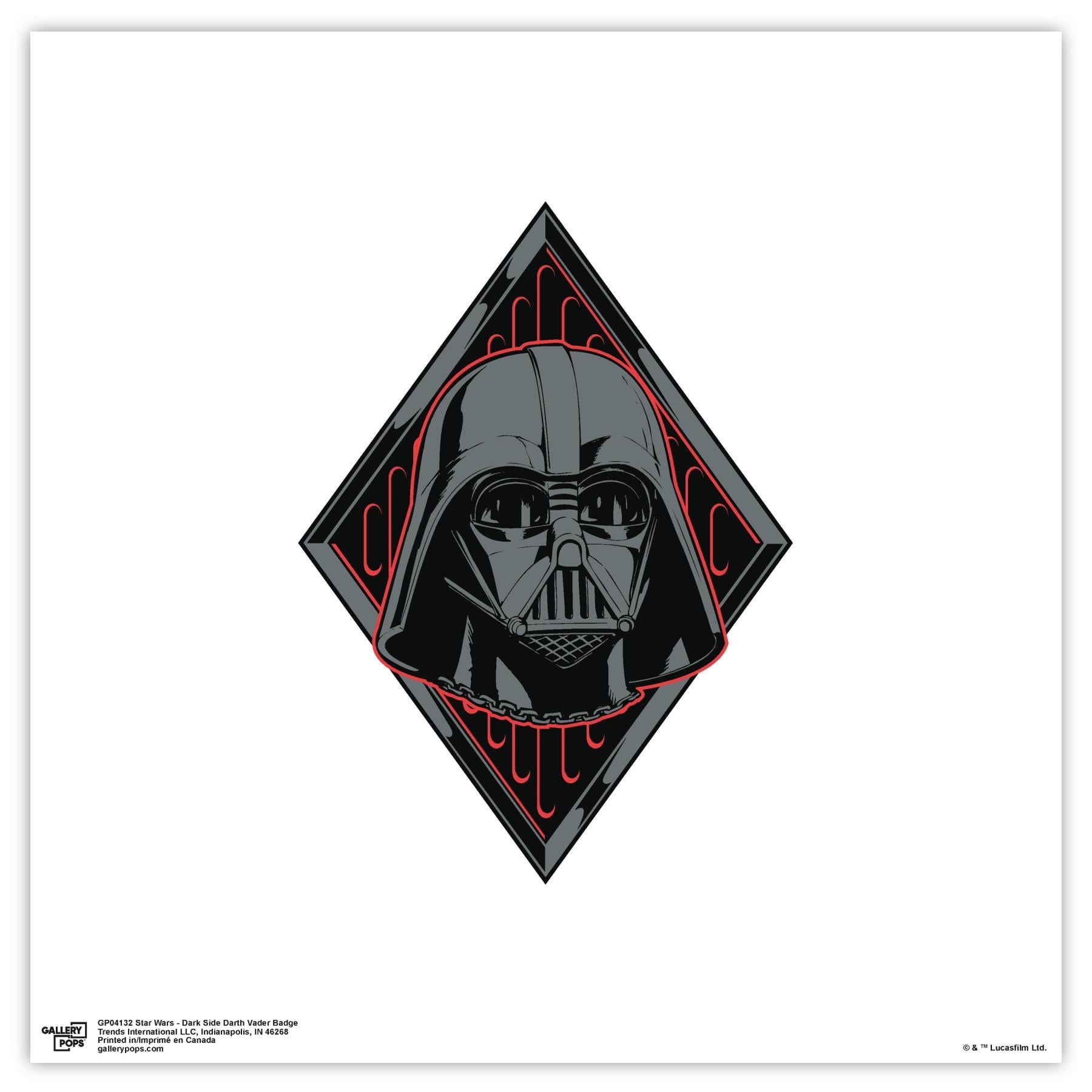 Gallery Pops Star Wars - Dark Side Darth Vader Badge Wall Art, Unframed ...