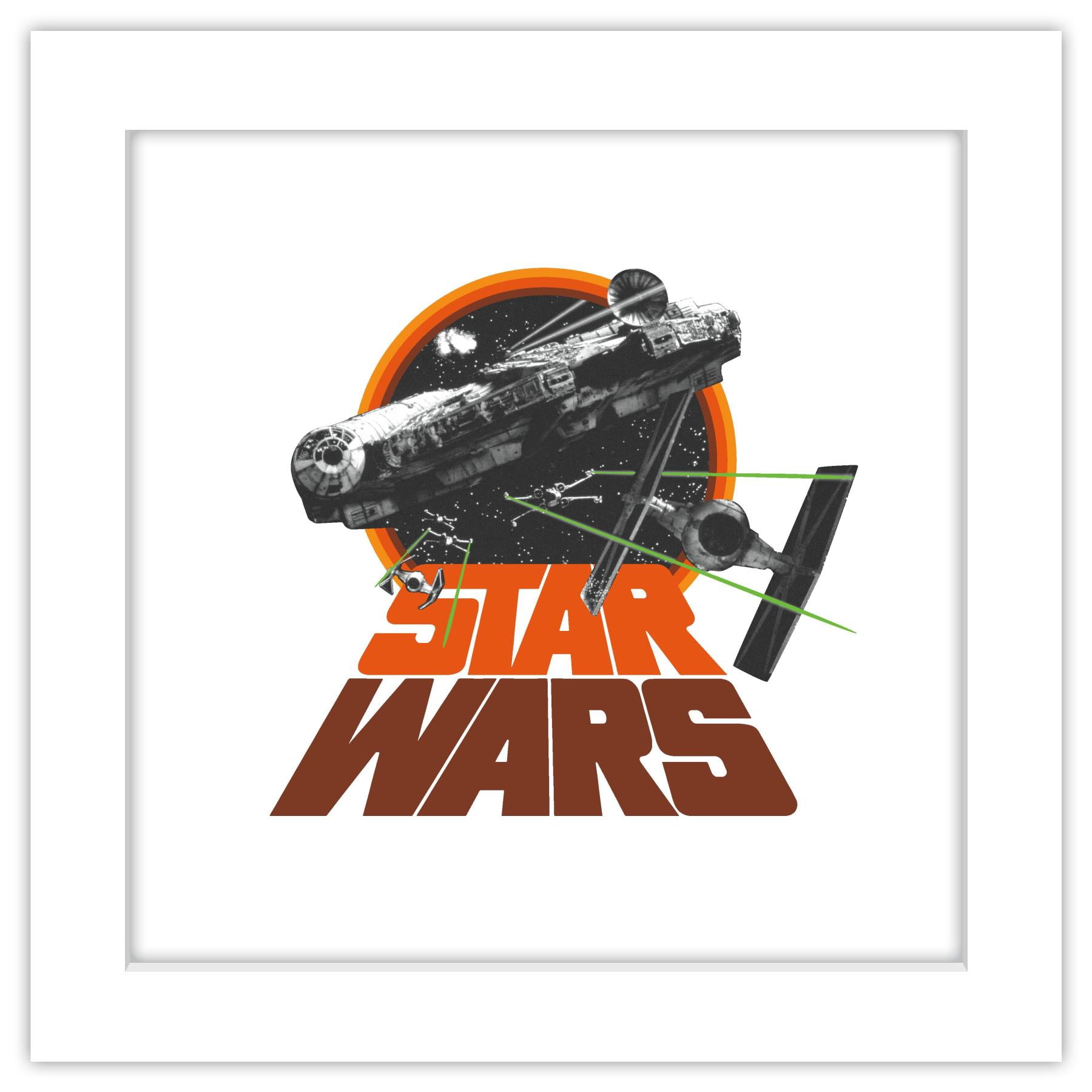 Gallery Pops Star Wars - Retro Vibes Space Fight Wall Art, White Framed ...