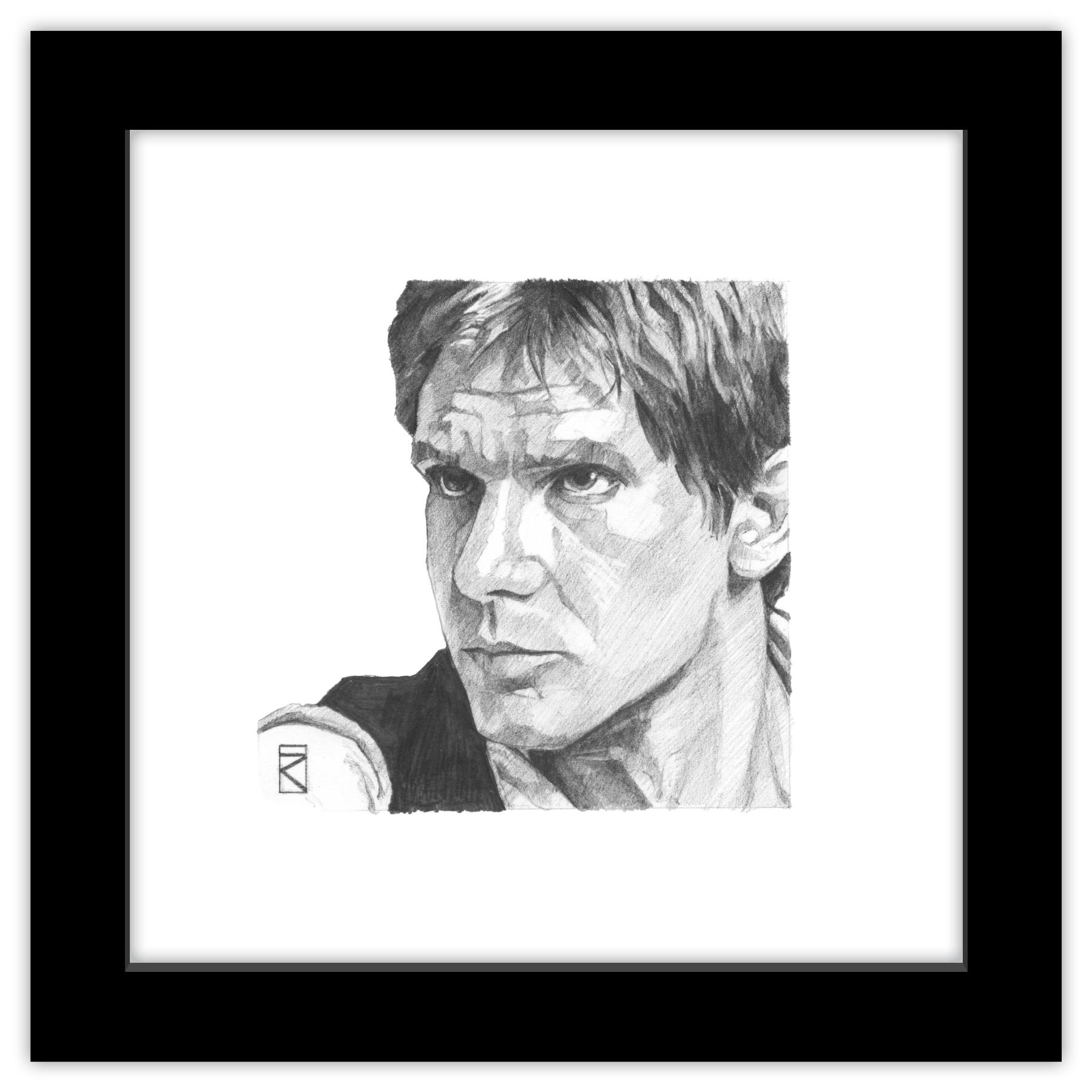 Gallery Pops Star Wars: Saga - Han Solo Sketch Wall Art, Black Framed ...