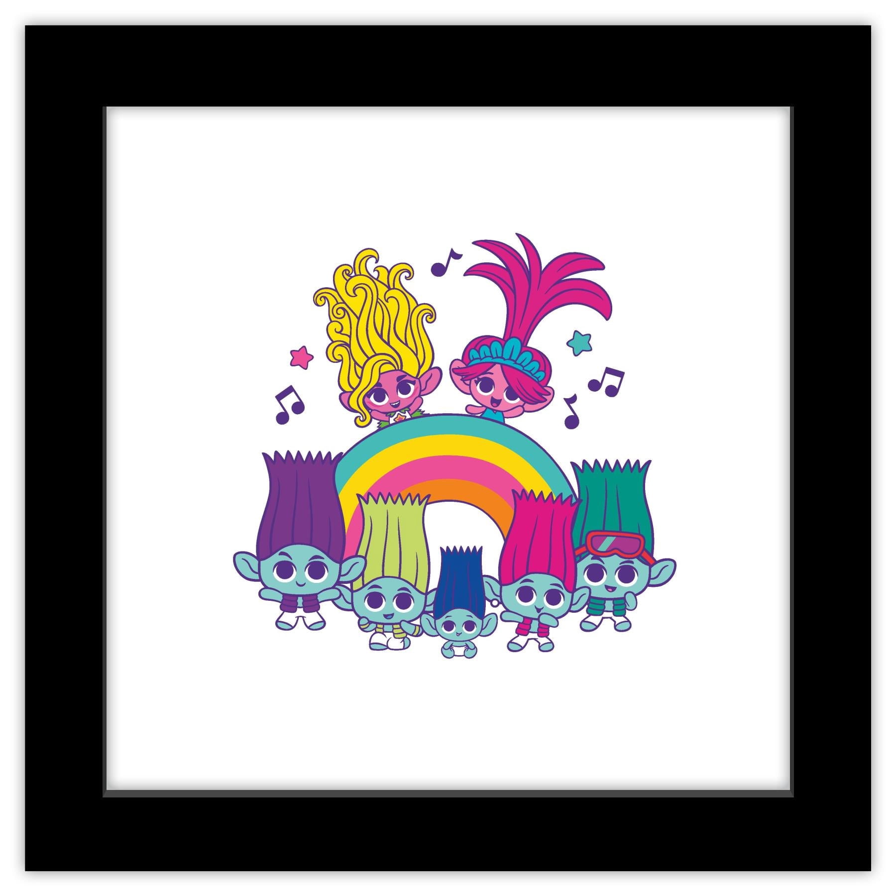 Gallery Pops Trolls Band Together - Tiny Trolls Rainbow Wall Art, Black ...