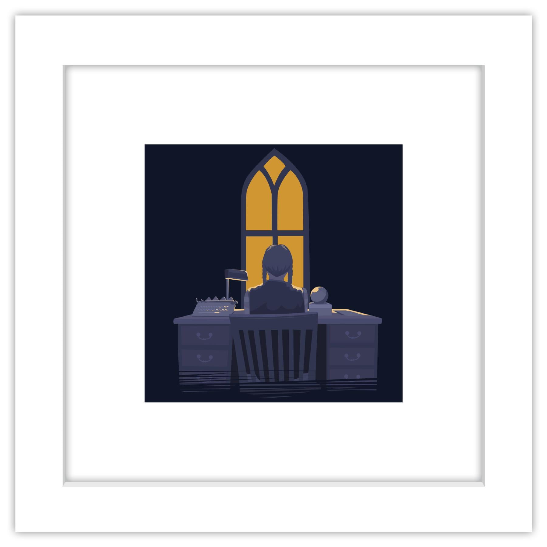 Gallery Pops Wednesday - Wednesday Writing Desk Wall Art, White Framed ...