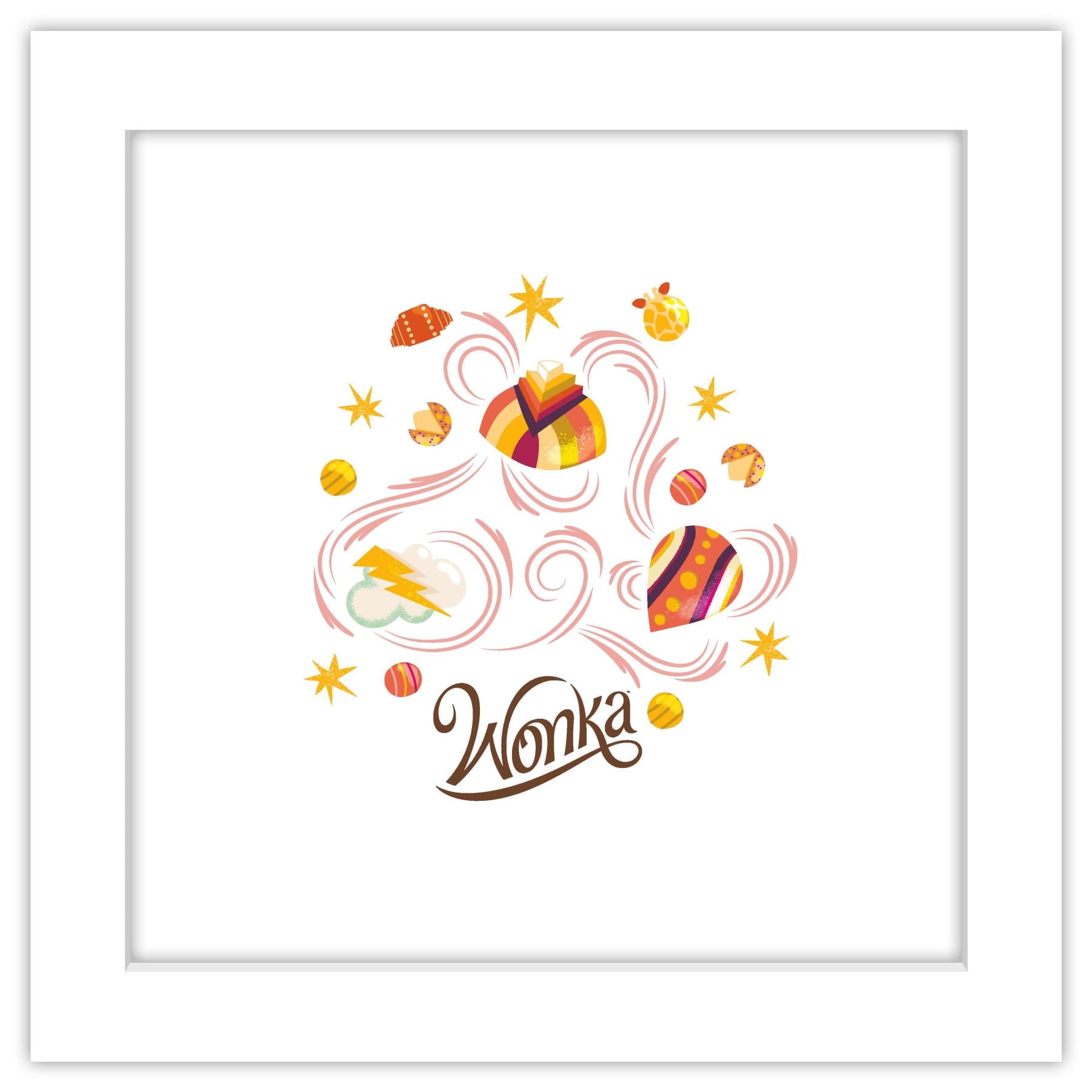 Gallery Pops Wonka Movie - Candy Treats Graphic Wall Art, White Framed ...