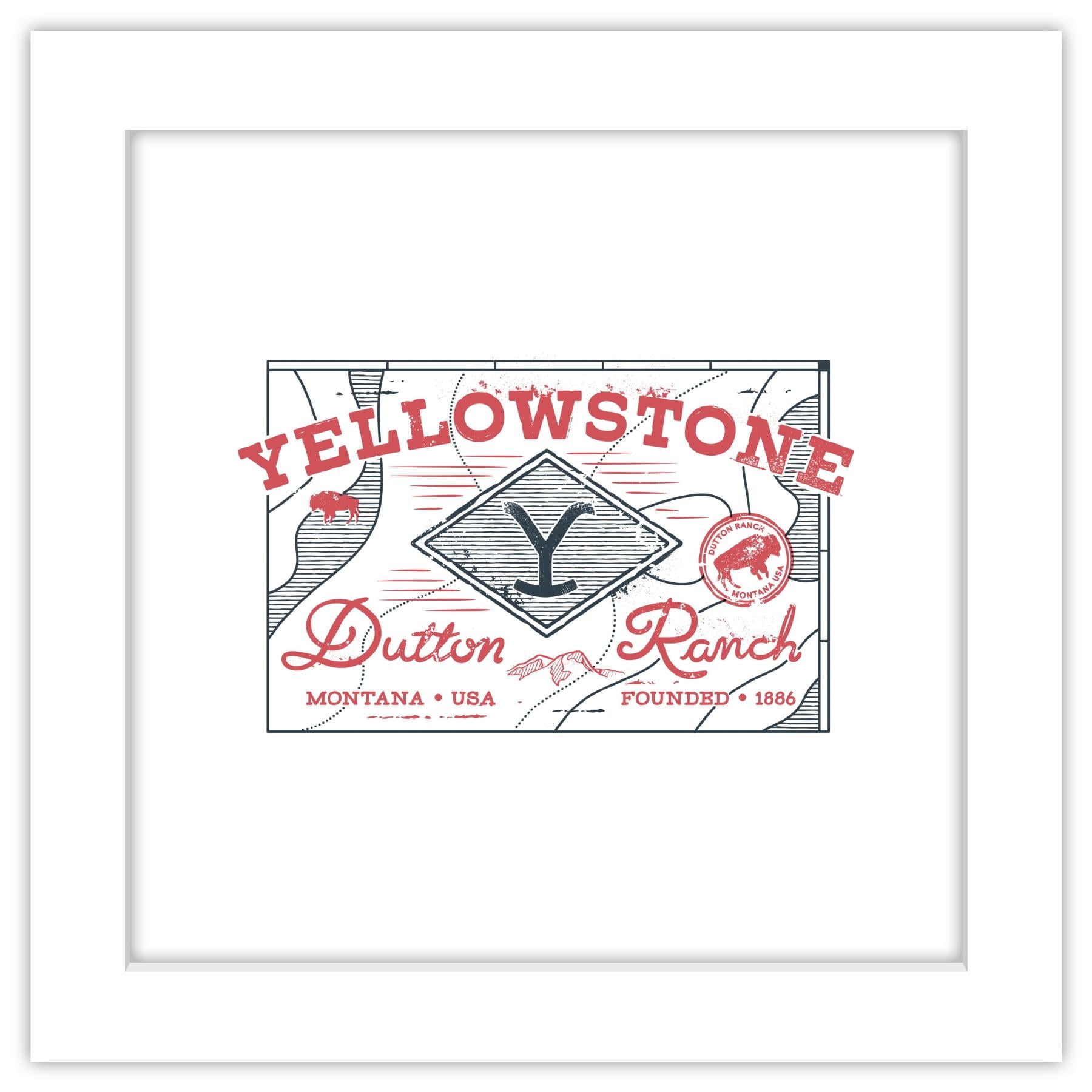 Gallery Pops Yellowstone - Dutton Ranch Map Wall Art, White Framed ...