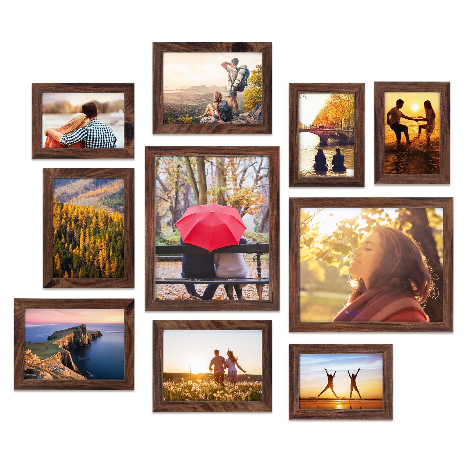 Gallery 10-Piece Silver Wall Photo Frame Set, Horizontal Display ...