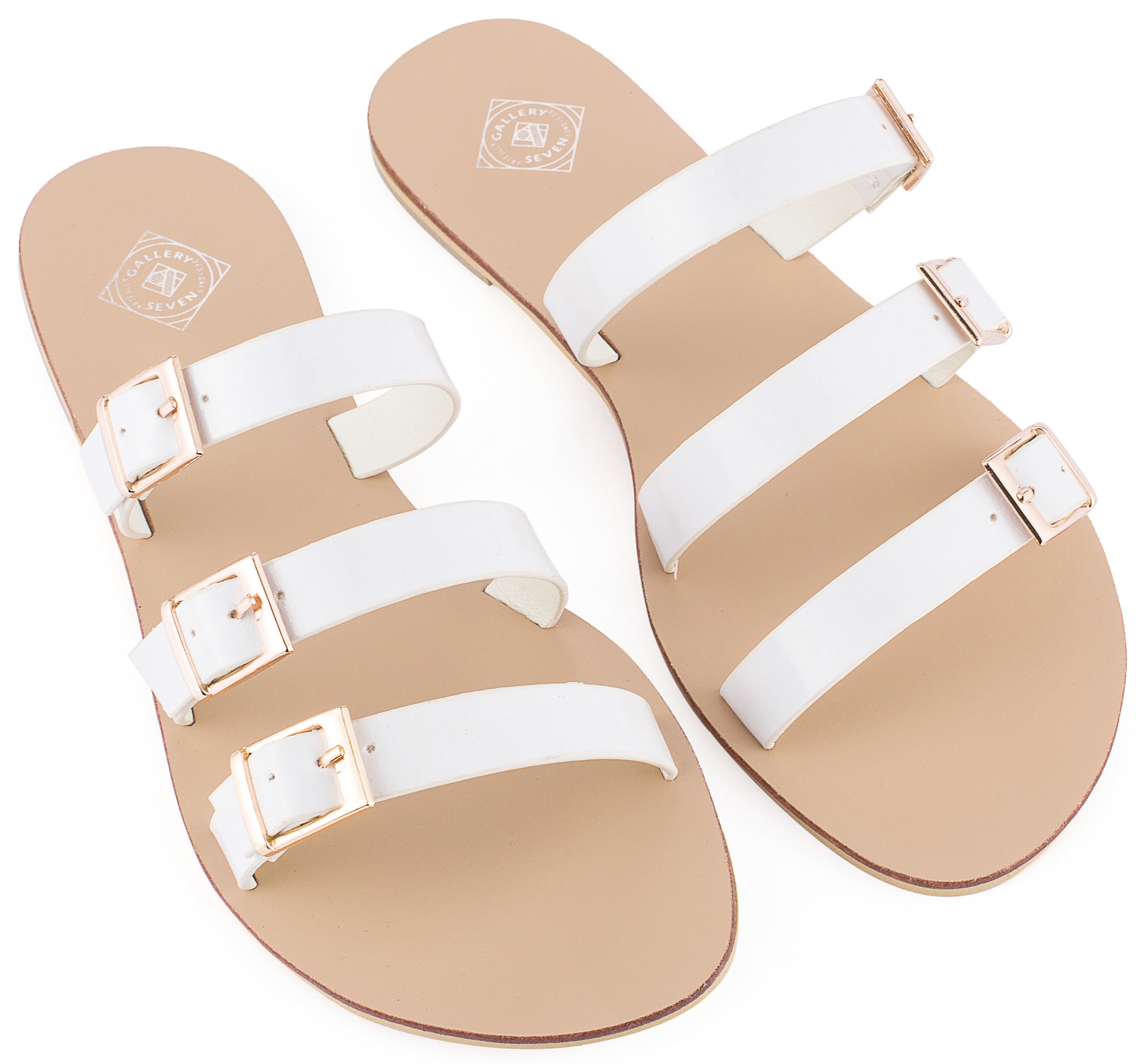 Gallery Seven Tri-Strap Slide Sandals for Women - Walmart.com