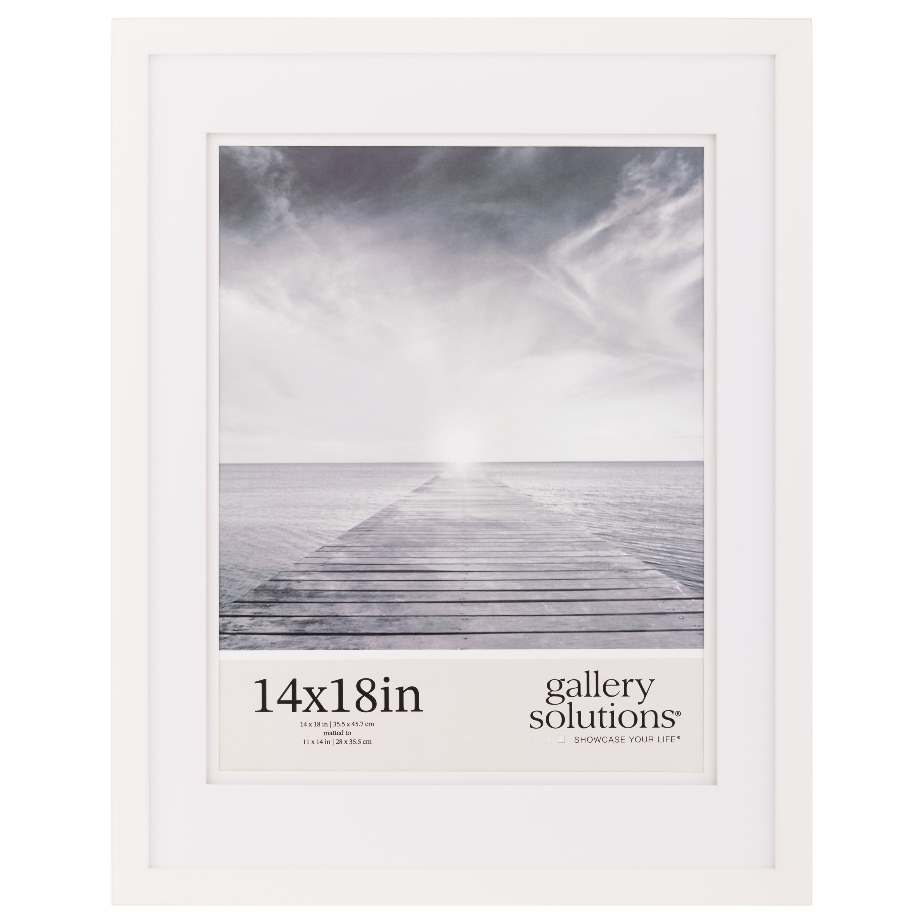 Gallery Solutions 14"x18" White Frame, Double Mat Wall Tabletop Display ...
