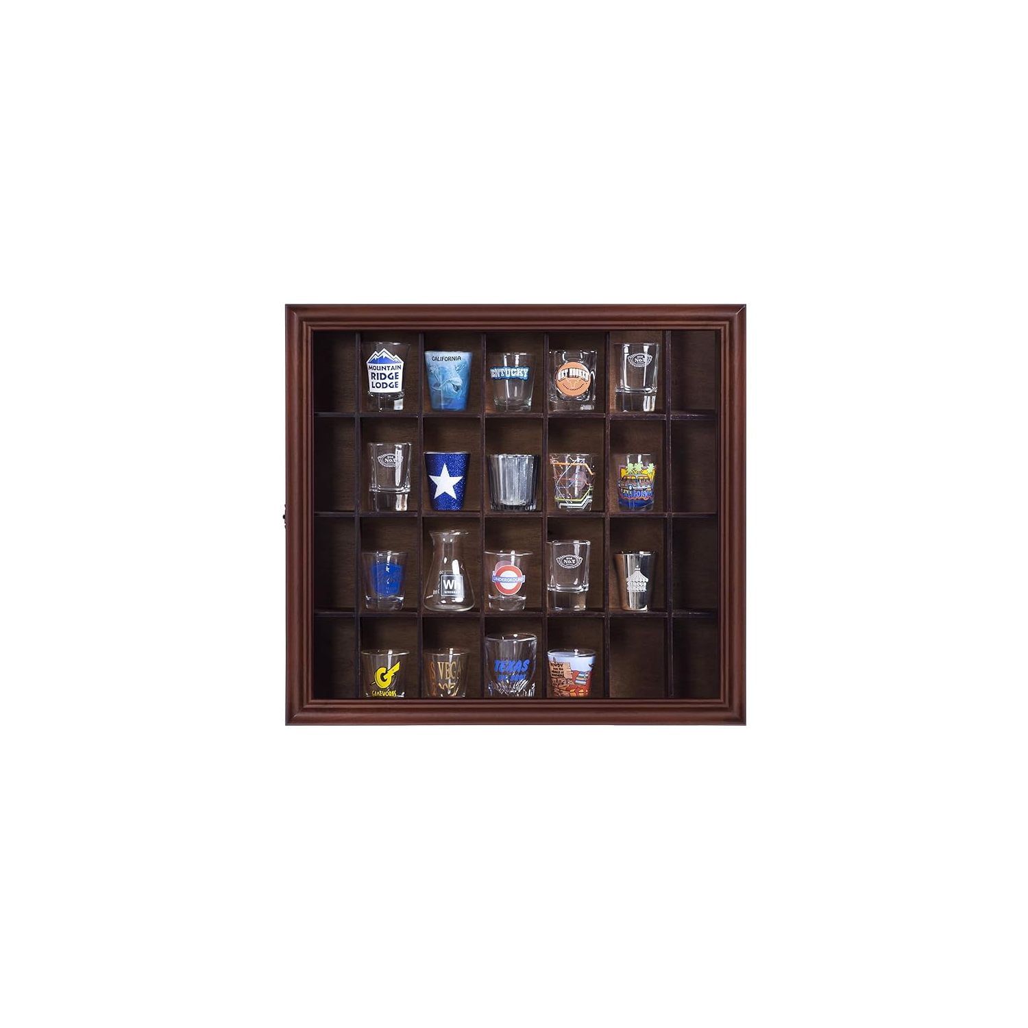 Gallery Solutions 18x16 Shot Glass Trinket Collection, Display Case, 28 ...