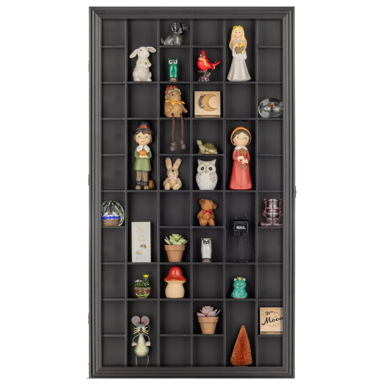 Gallery Solutions 17x32 Shot Glass Display Case with Hinged Front in Black 16FW1057
