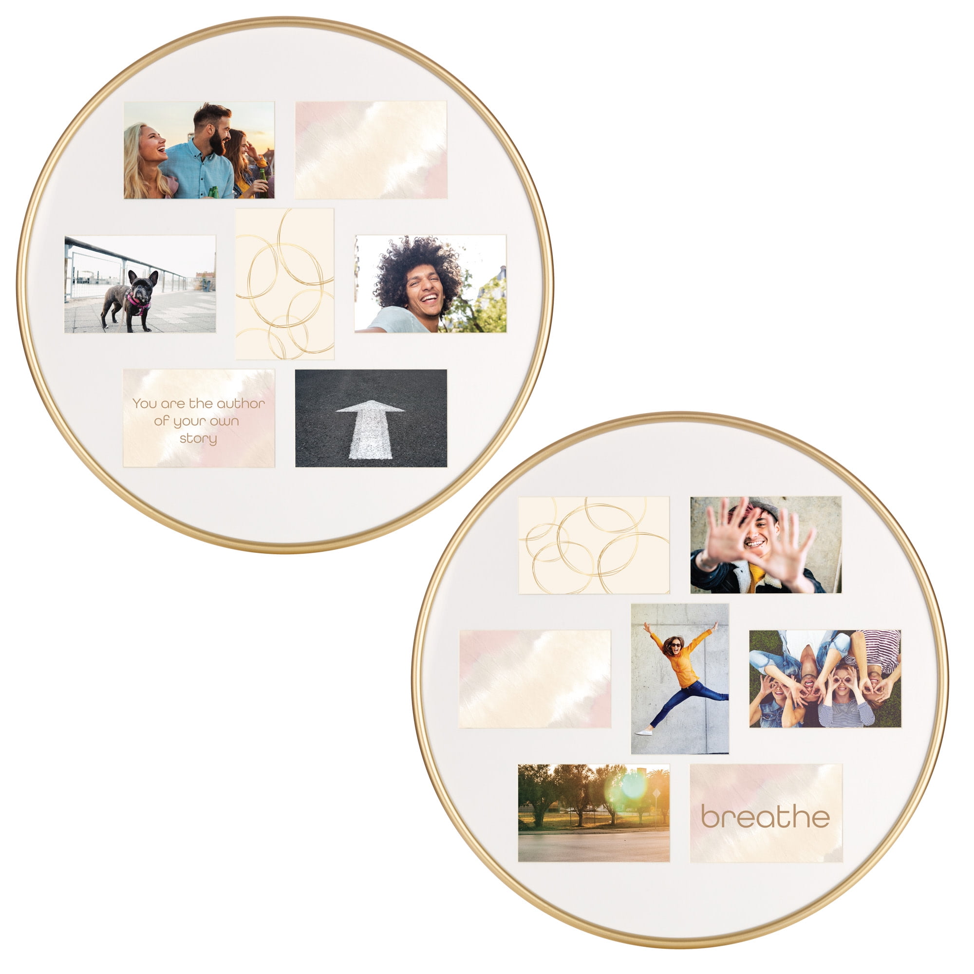 Gallery Solutions Gold Modern Round Collage Picture Frame Set, 7 ...