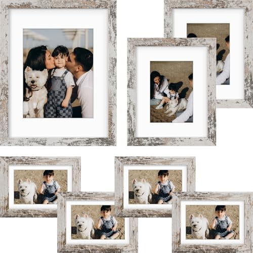 , Gallery Wall Frame Set of 7 Multiple Sizes 11x14, 8x10, 5x7 Picture Frame Collage with White ...