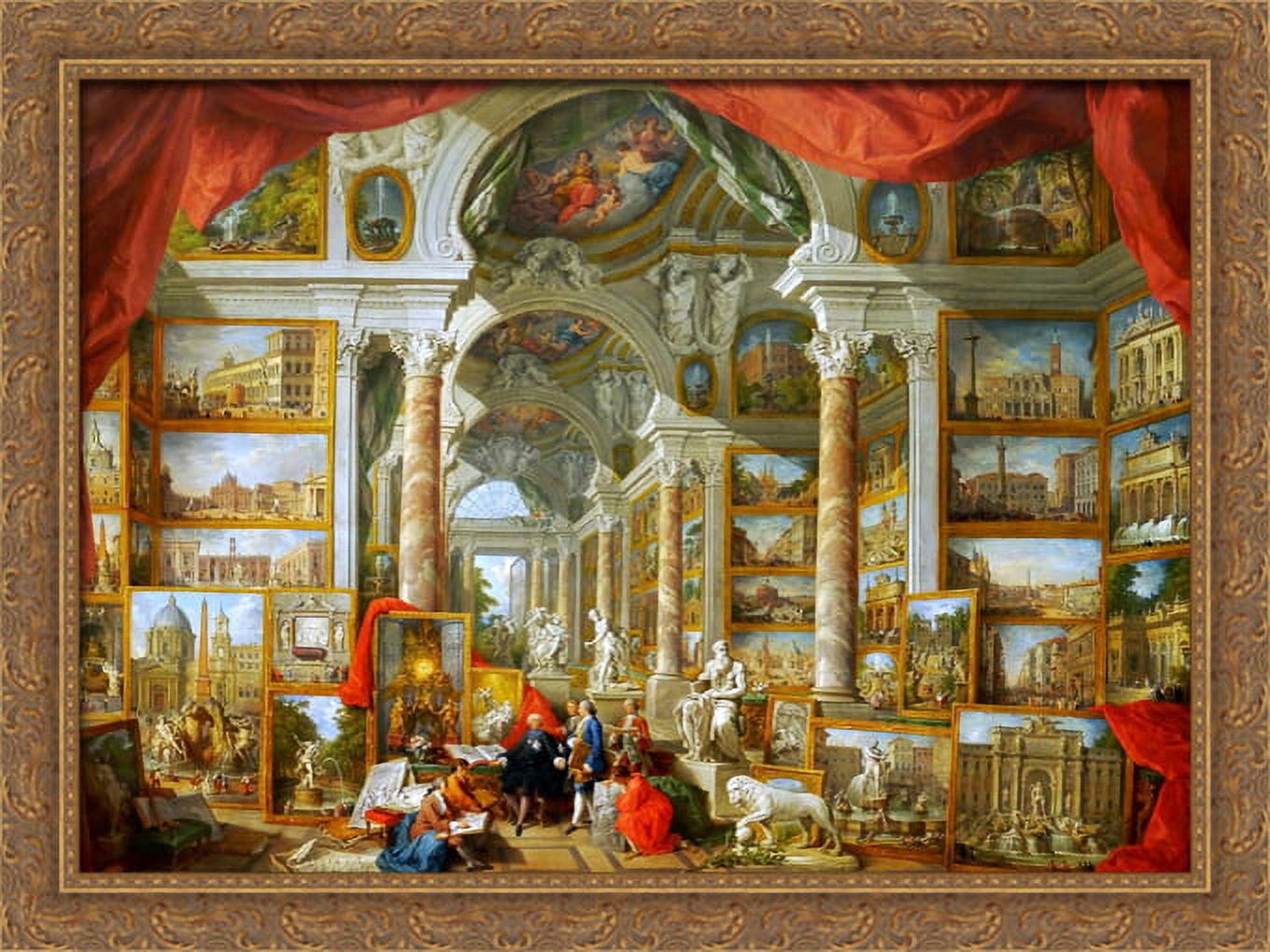 Gallery of Views of Modern Rome 38x28 Large Gold Ornate Wood Framed ...