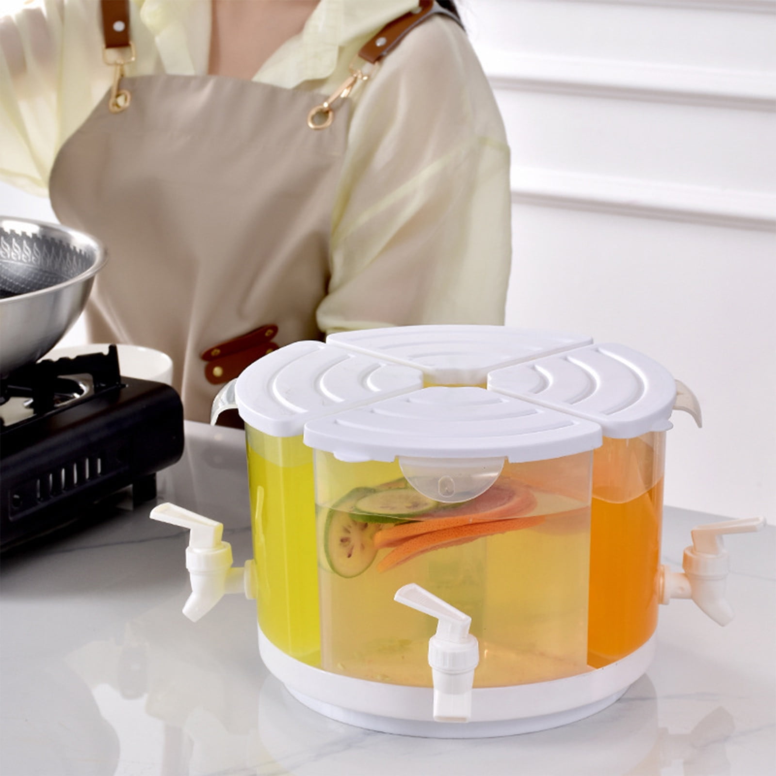 Gallickan 1 Gallon Drink Dispenser for Fridge, 4 Grids Detachable ...