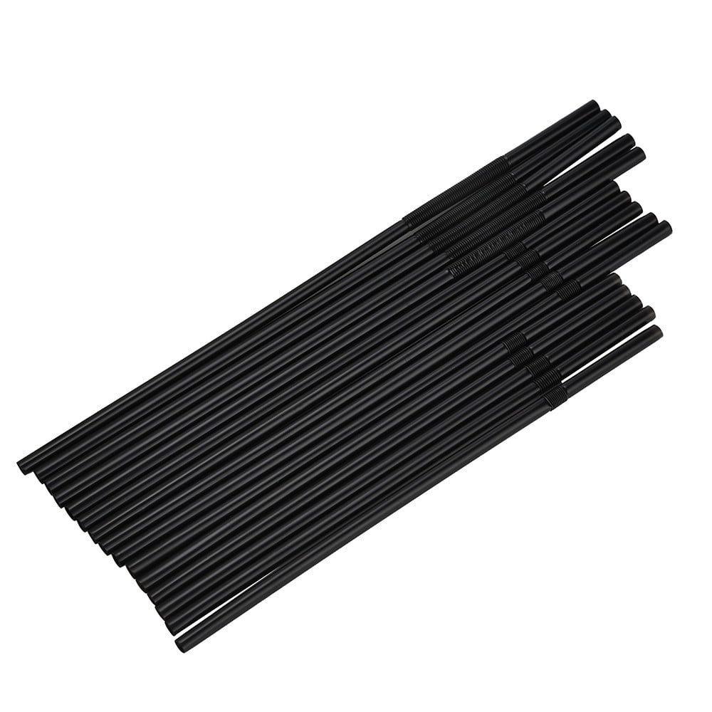 Gallickan 100PCS Flexible Plastic Straws, Disposable Black Bendy Party ...