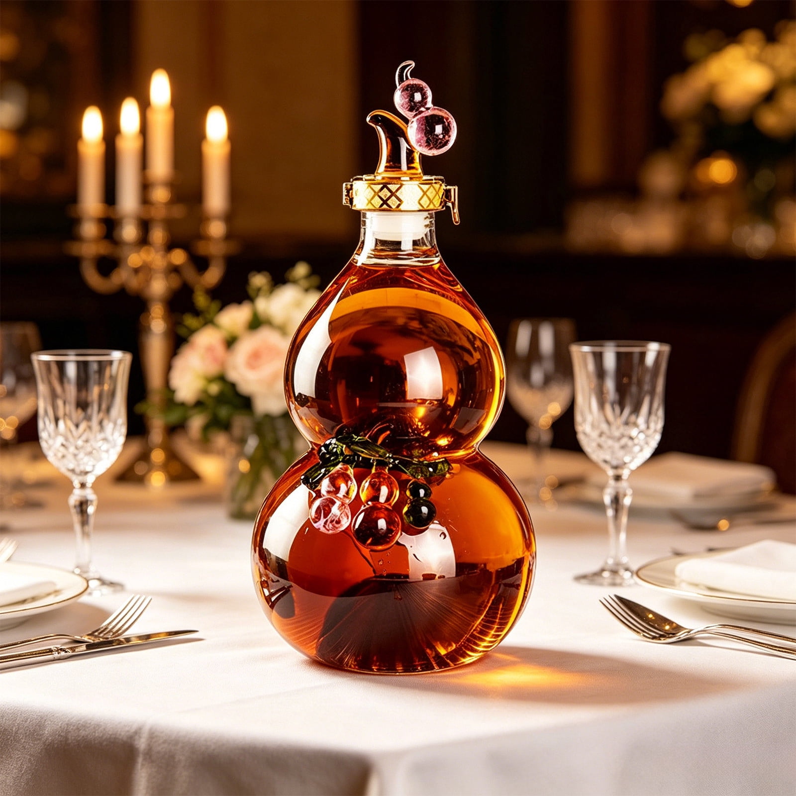 Gallickan 1500ml Gourd Shape Whiskey Decanter, High Borosilicate Glass ...
