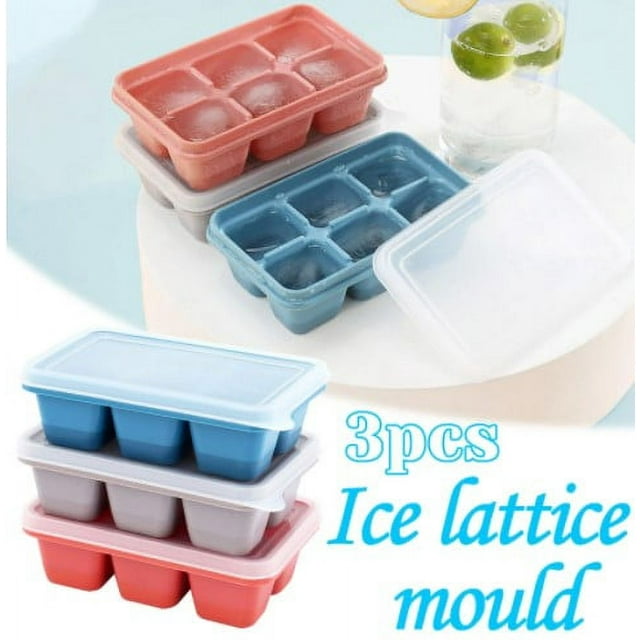 Gallickan 3 Pcs Large Ice Cube Trays with Lids | Silicone Ice Trays for ...