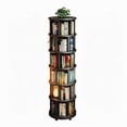 Gallickan 360 Rotating Solid Wood Bookshelf, Freestanding Corner ...