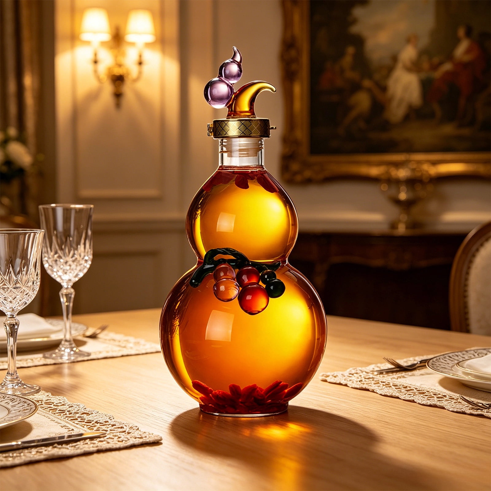 Gallickan 500ml Gourd Shape Whiskey Decanter, High Borosilicate Glass ...