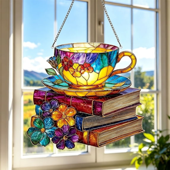 Gallickan Acrylic Puzzle Window Decor, Stained Glass Style, Book and ...