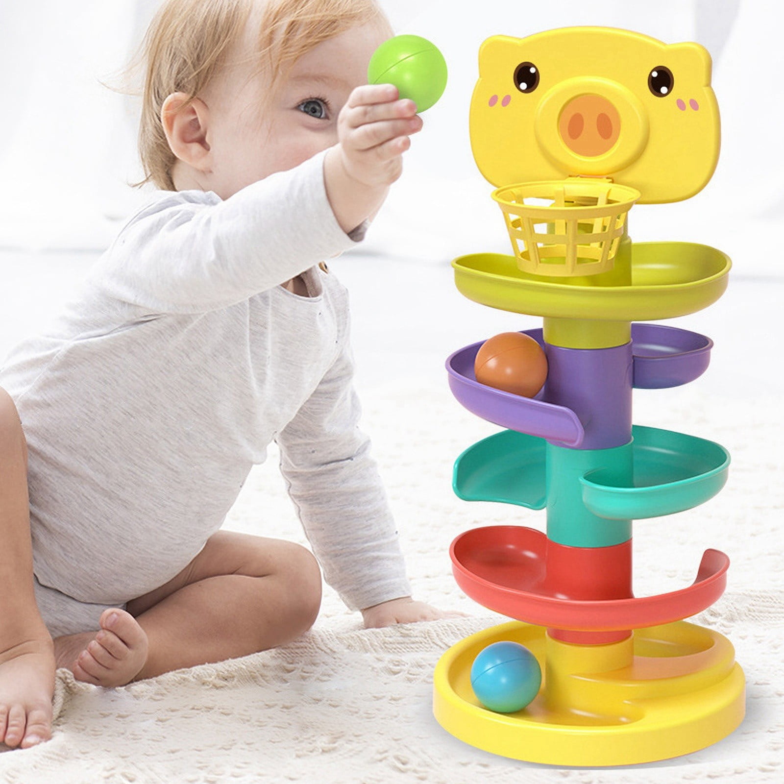 Gallickan Ball Toys for Toddler, Stacking Track Ball Toys, Montessori ...