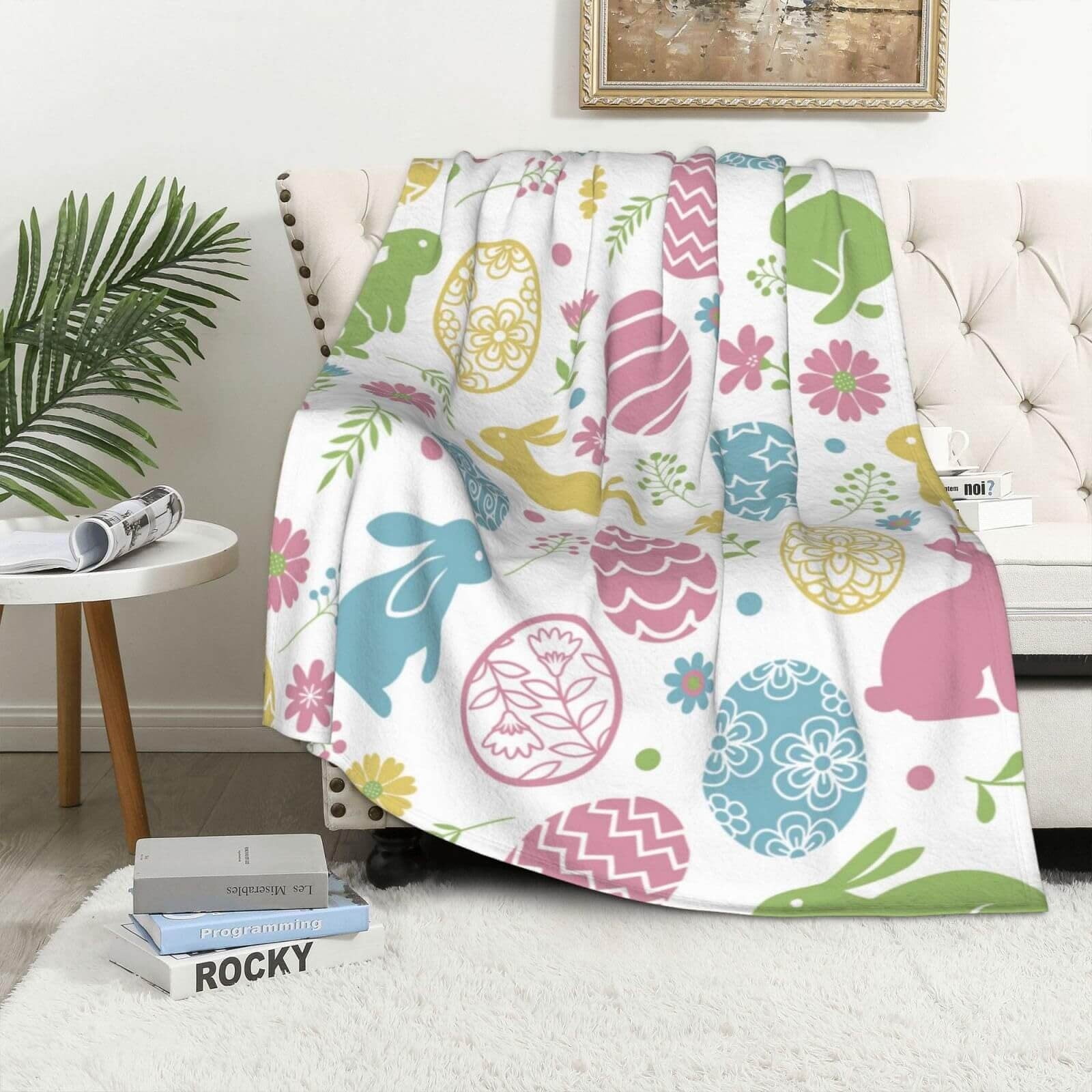 Gallickan Bunny Blanket Gifts for Girls, 40x50 Inches Cute Easter Eggs ...
