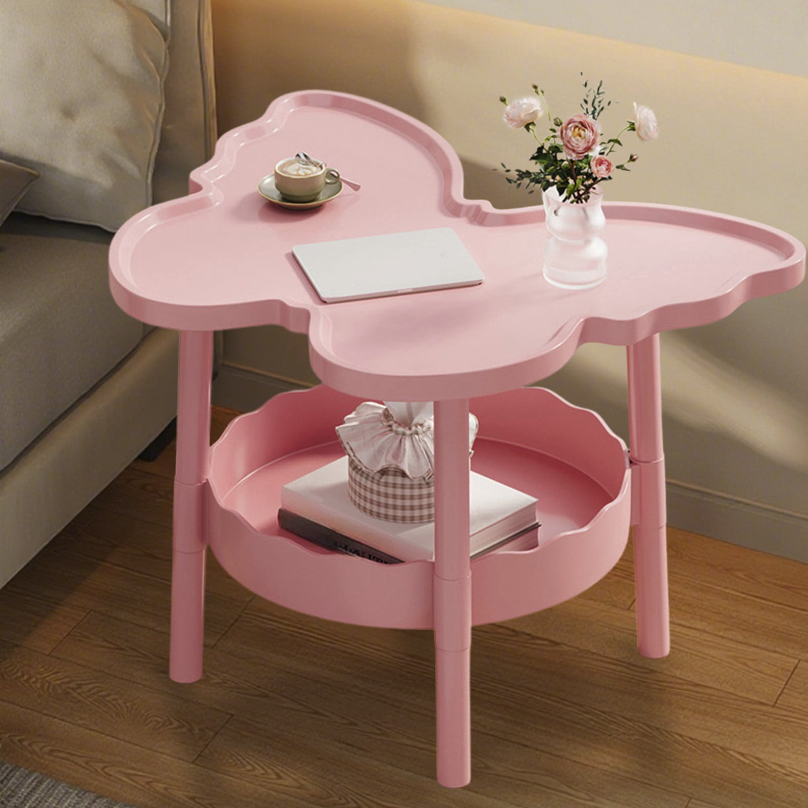 Elainilye Butterfly Side Table, 2 Tier Nesting End Table with Storage ...