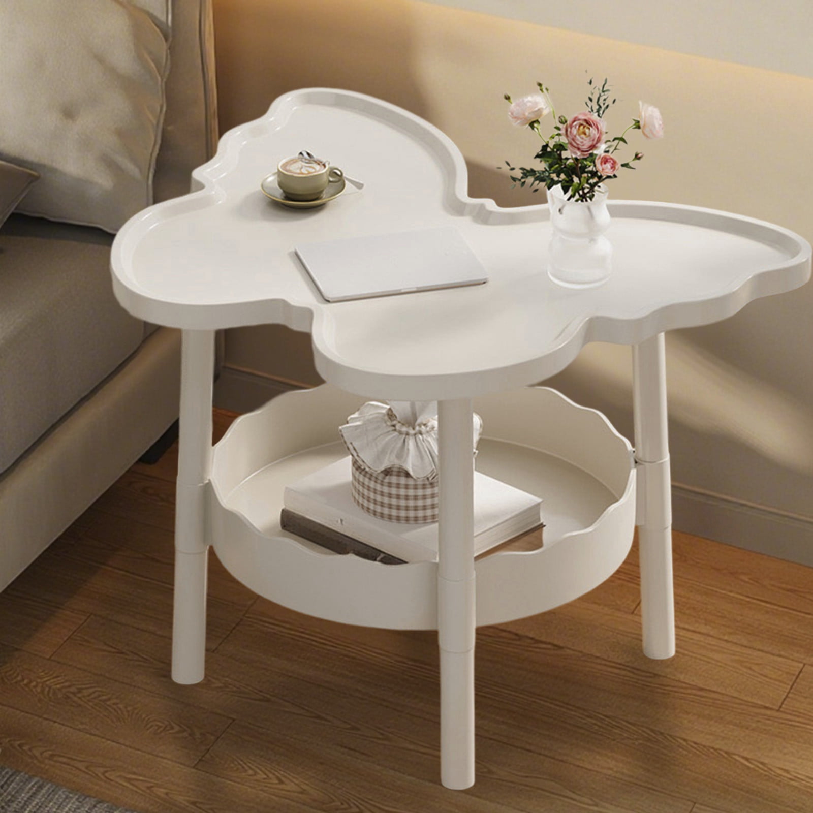 Gallickan Butterfly Side Table, 2 Tier Nesting End Table with Storage ...
