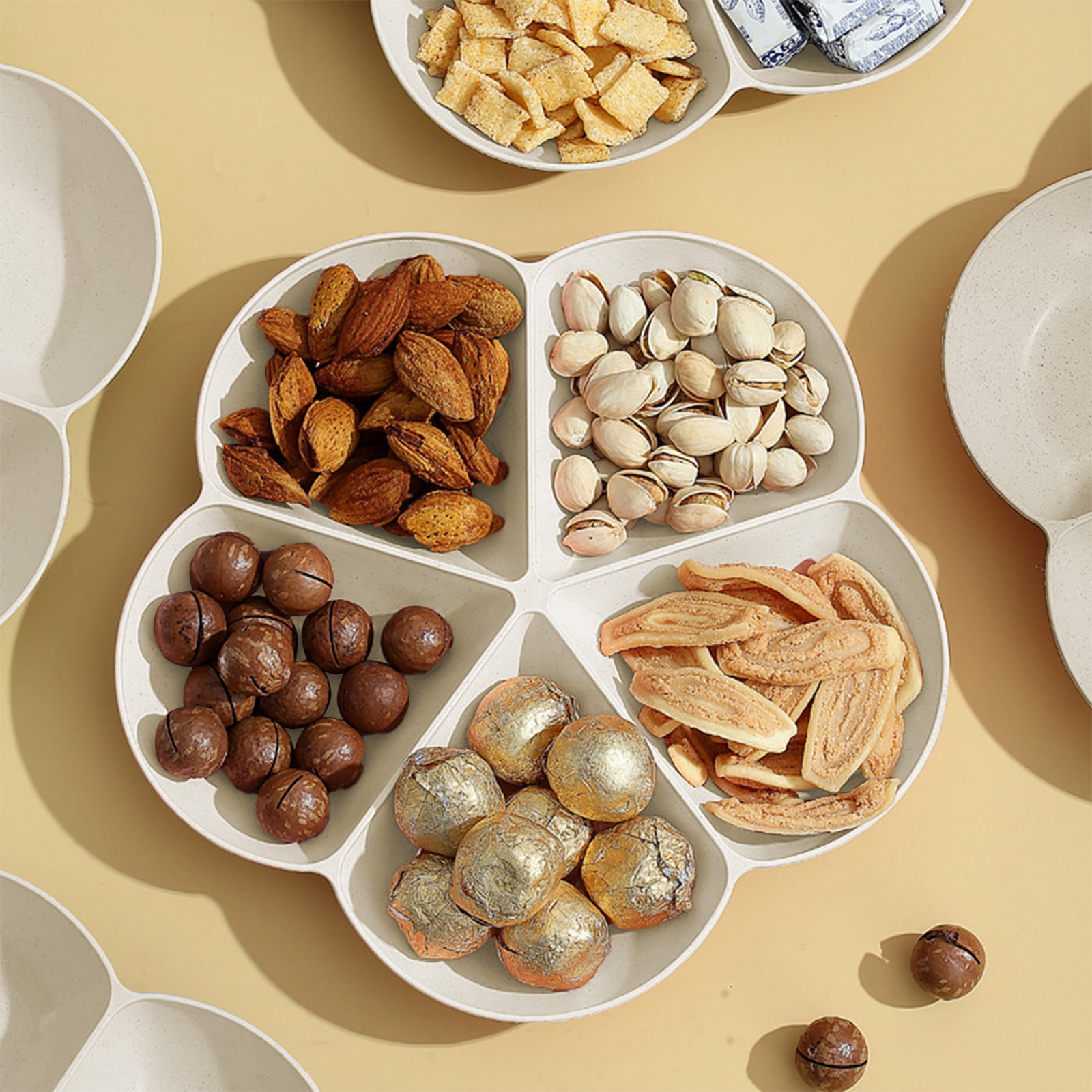 Gallickan Candy Tray, Round Wheat Straw Snack Dish Nut Fruit ...