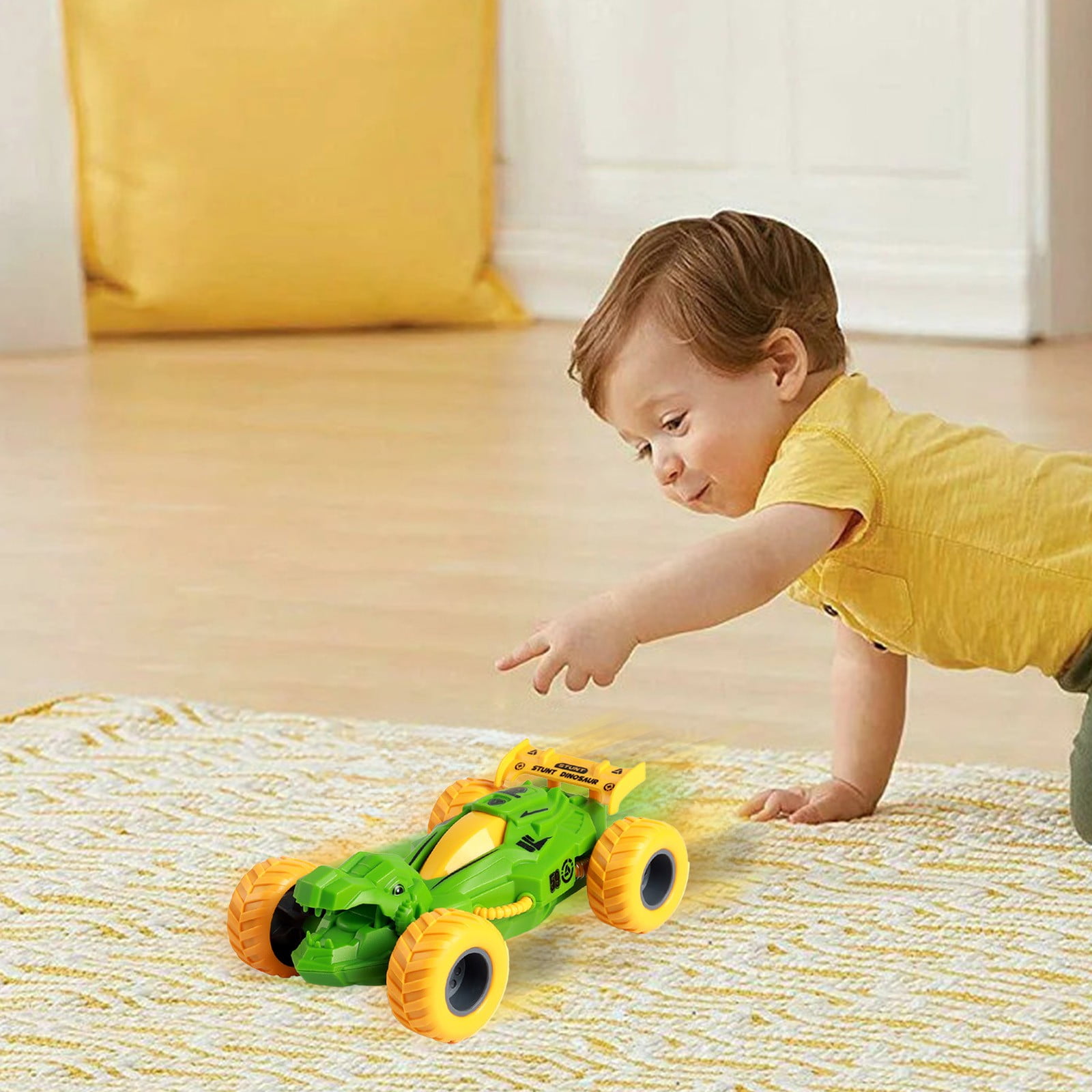 Gallickan Dinosaur Toy Vehicle, Inertial Powered Car with 360 Rotation ...