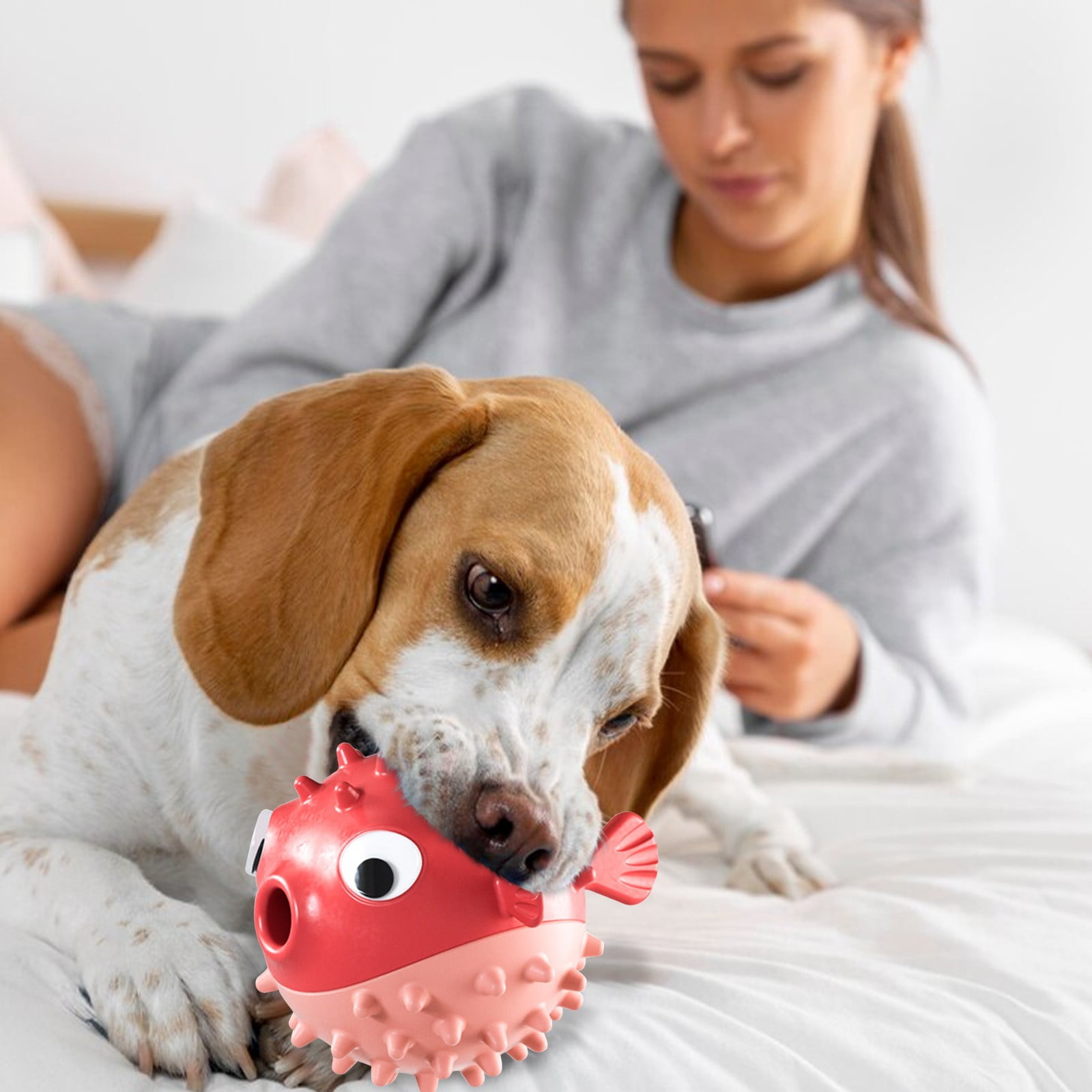 Gallickan Dog Chew Toys for Aggressive Chewers, Tough Rubber Blowfish ...