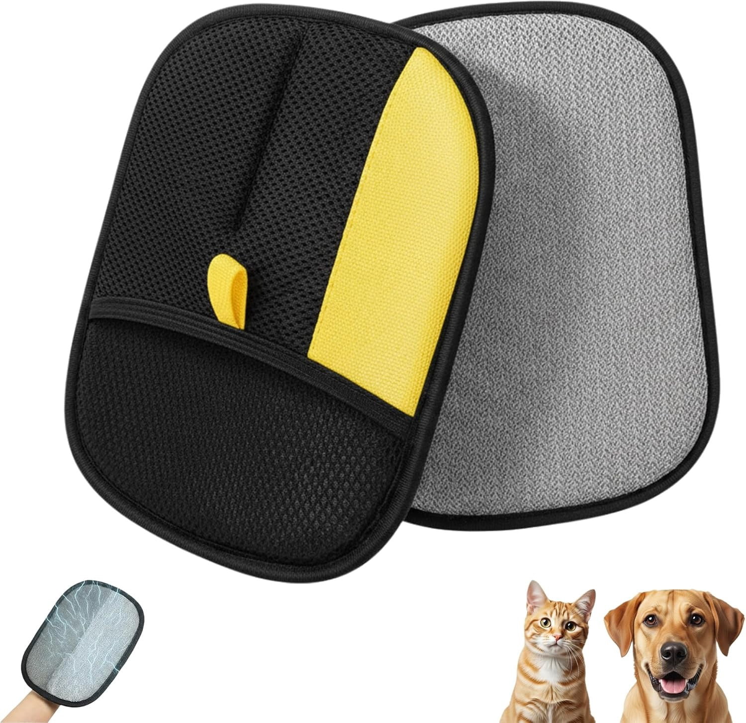 Gallickan Double Sided Pet Grooming Gloves Reusable Hair Remover Brush ...