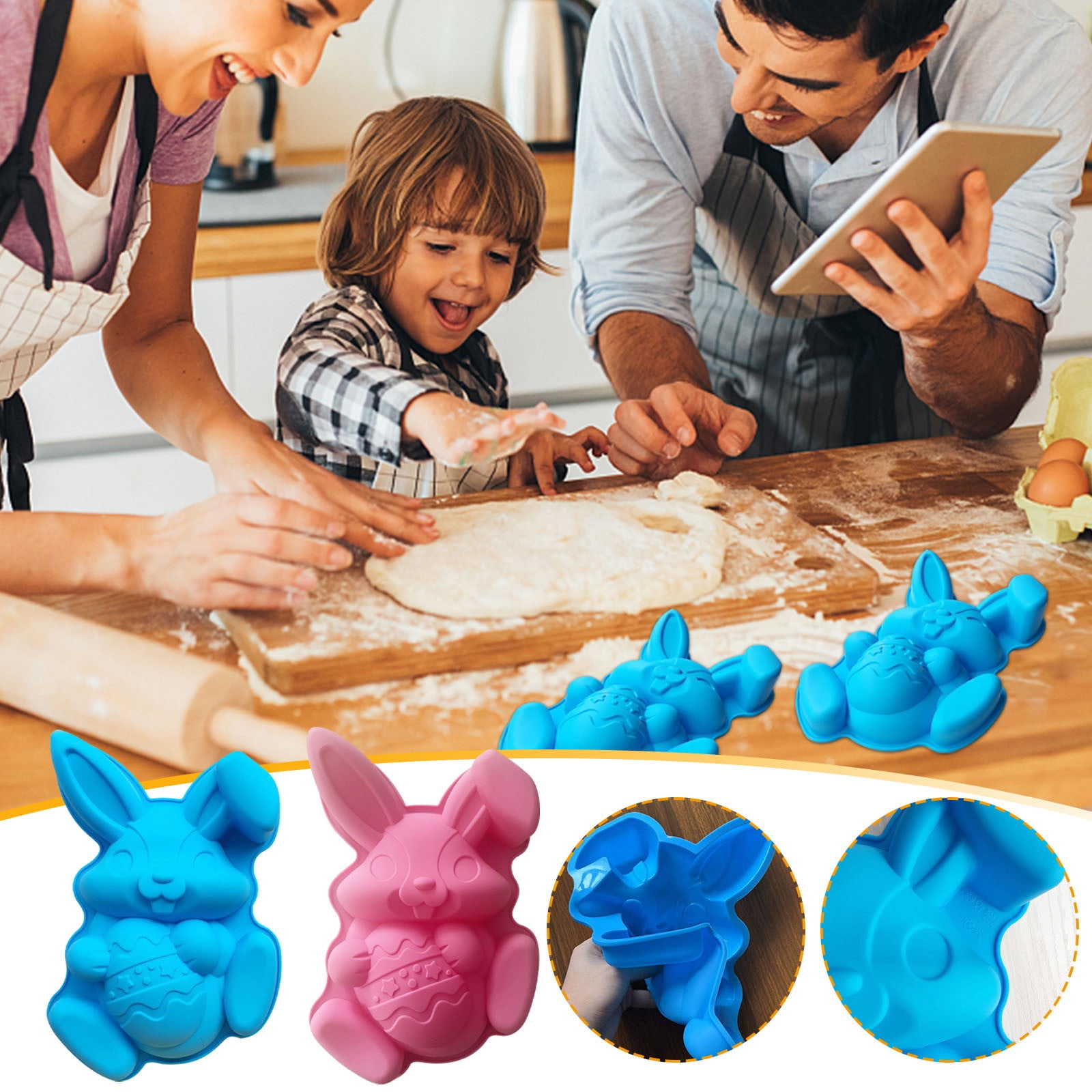 Gallickan Easter Bunny Silicone Molds, 2 Pack Bunny Silicon Molds for ...