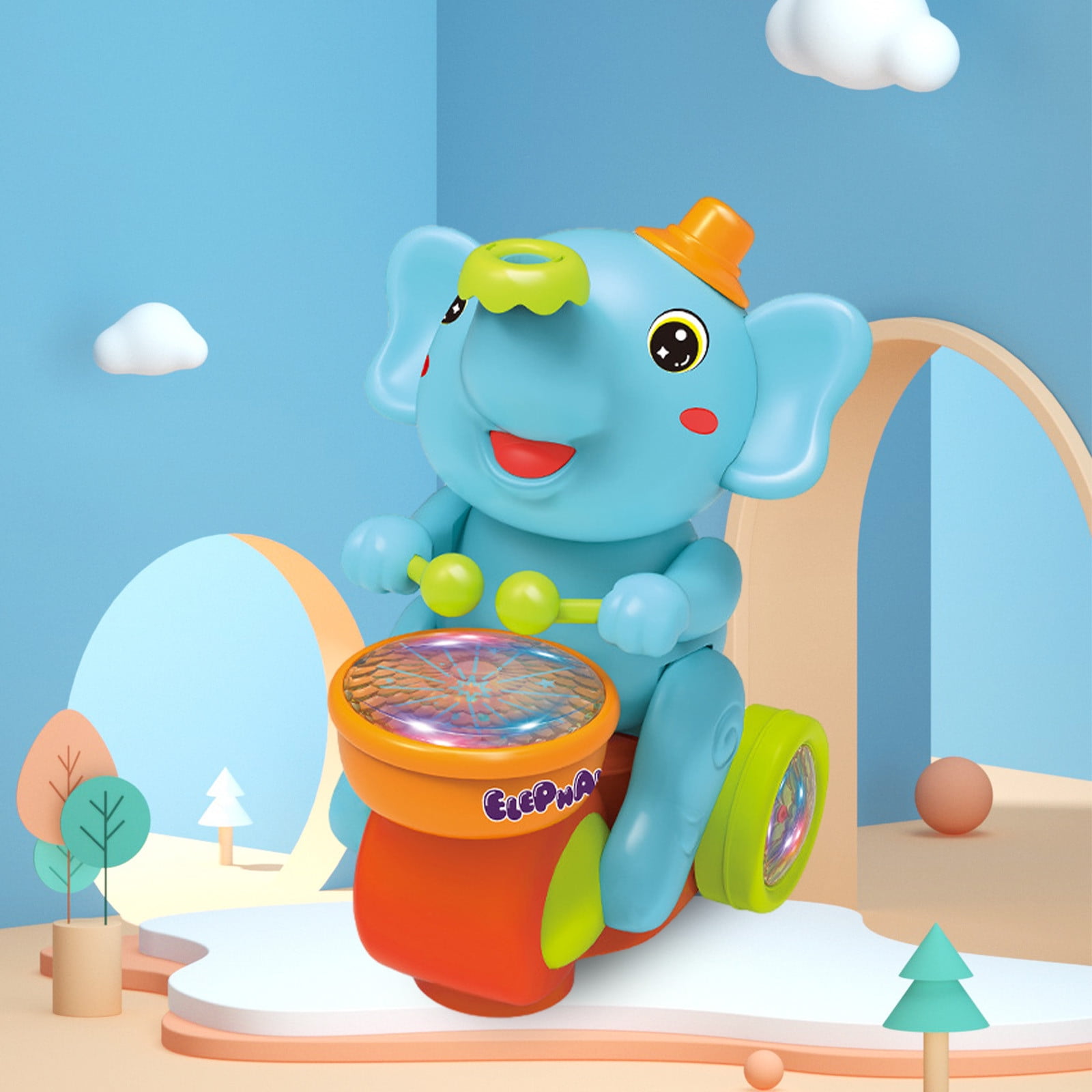 Gallickan Elephants Toy, Musical Walking Elephants Drummer Toy, 2025 ...