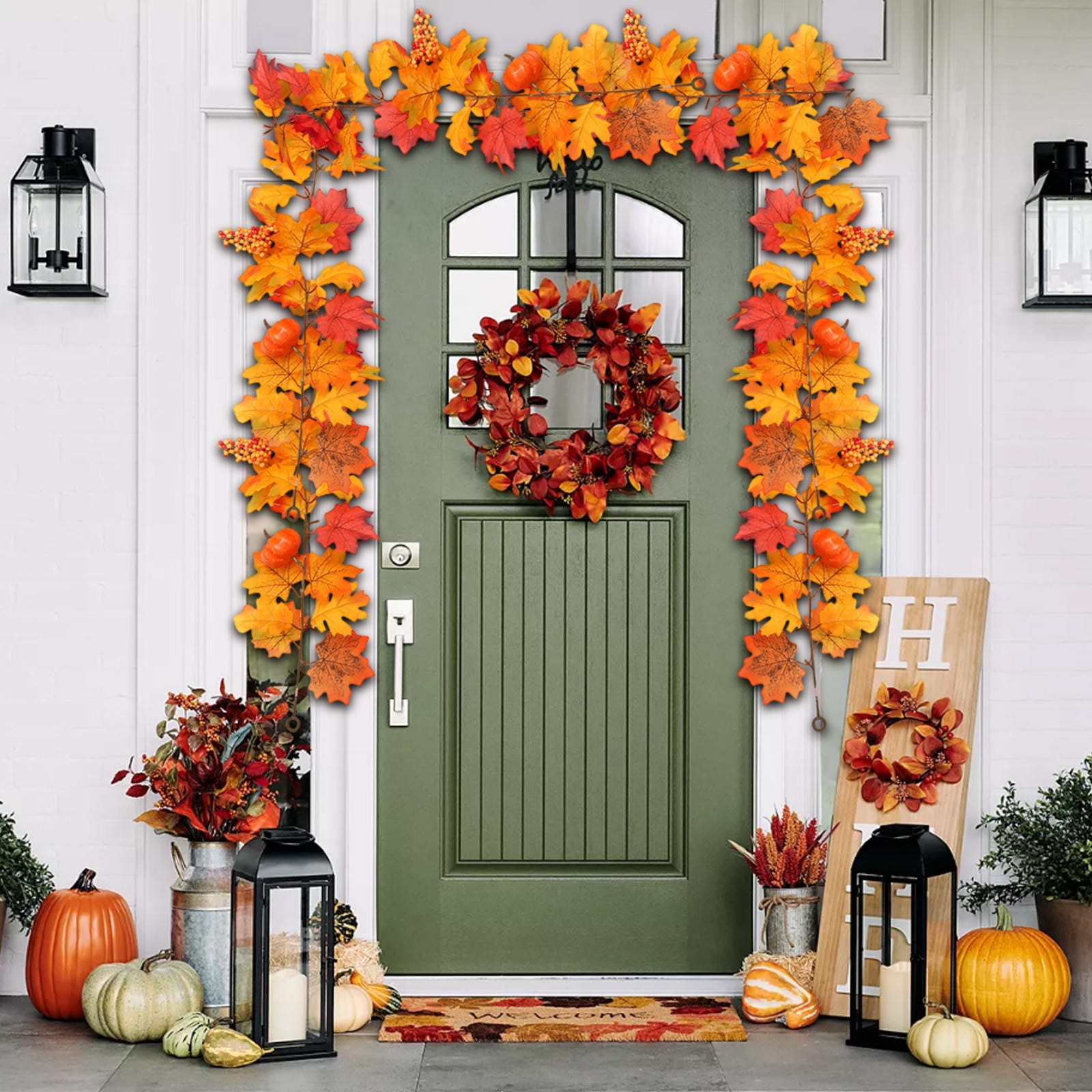 Gallickan Fall Maple Vine, Thanksgiving Harvest Leaf Garland 5.7 Feet ...