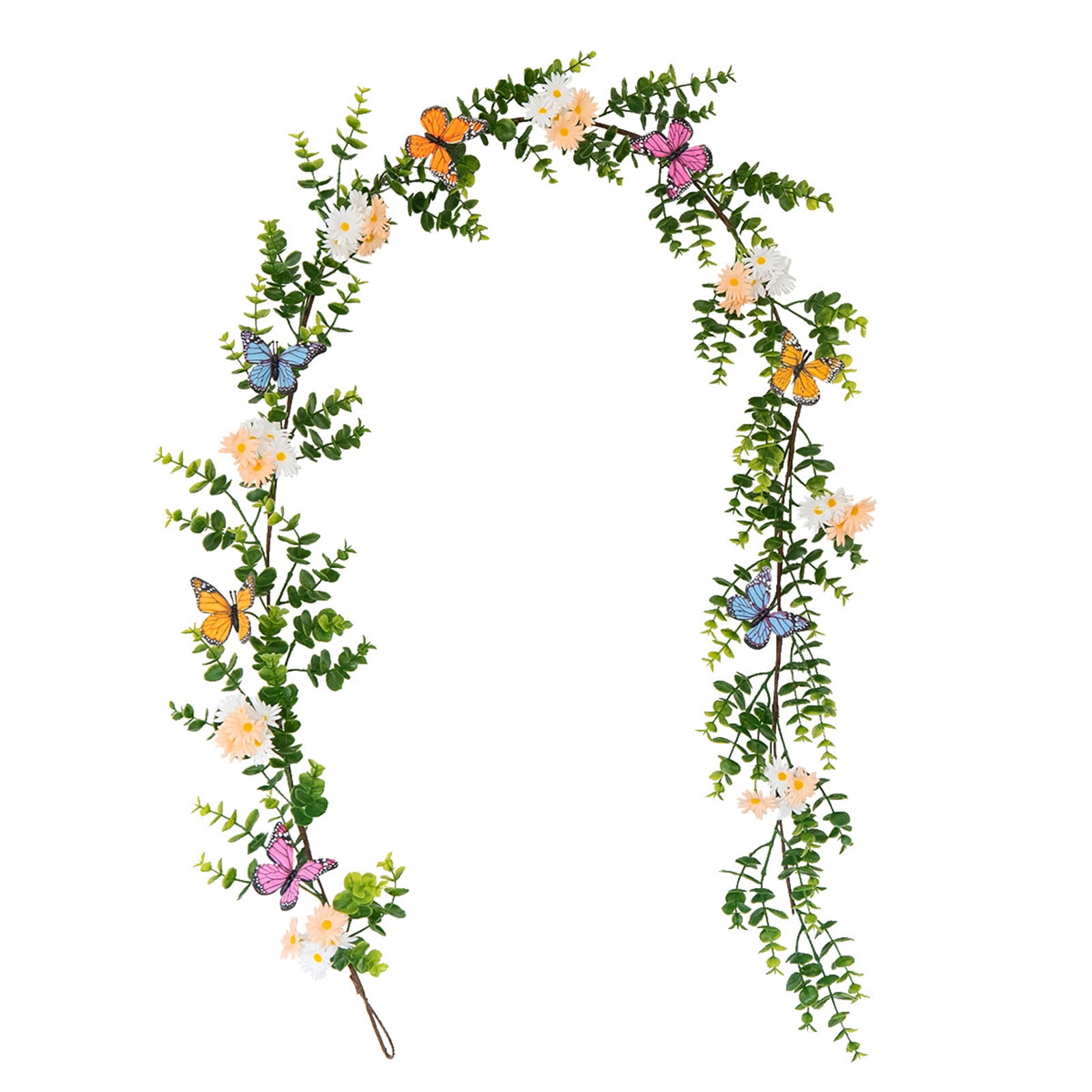 Gallickan Faux Vine, Treble Fork Eucalyptus Daisy with Butterfly Decor ...