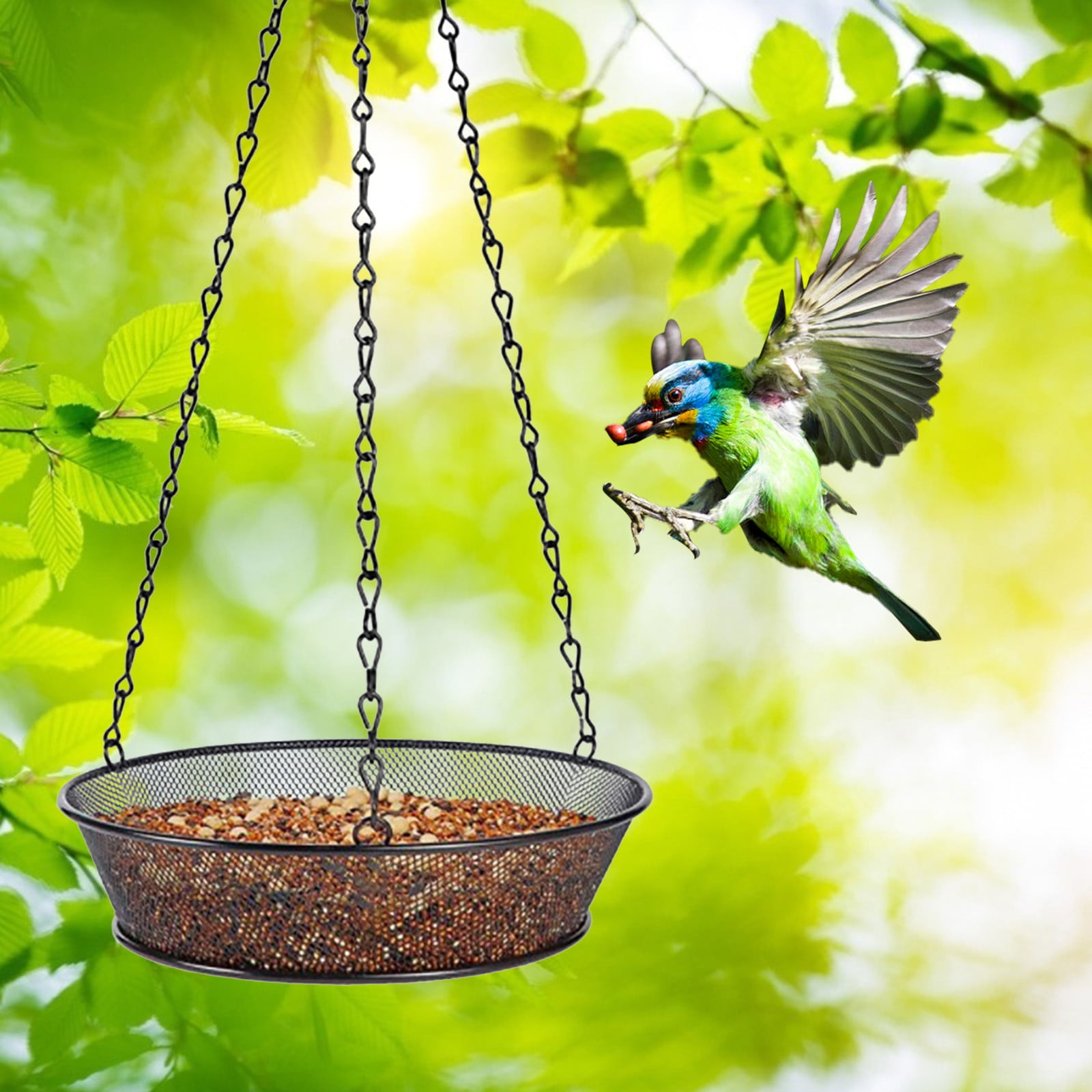 Gallickan Hanging Bird Feeder Tray, 7.2" Large Metal Mesh Tray for ...