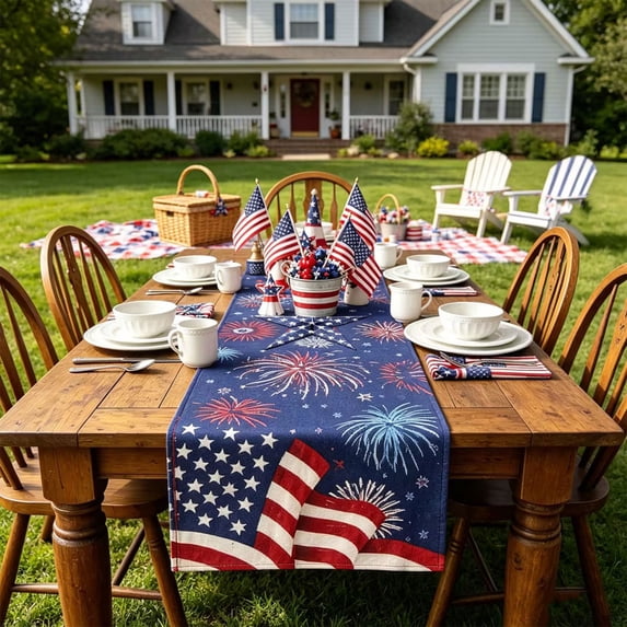 Gallickan Independence Day Memorial Day Table Runner, Patriotic Flag ...