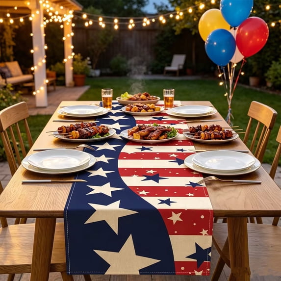 Gallickan Independence Day Memorial Day Table Runner, Patriotic Flag ...