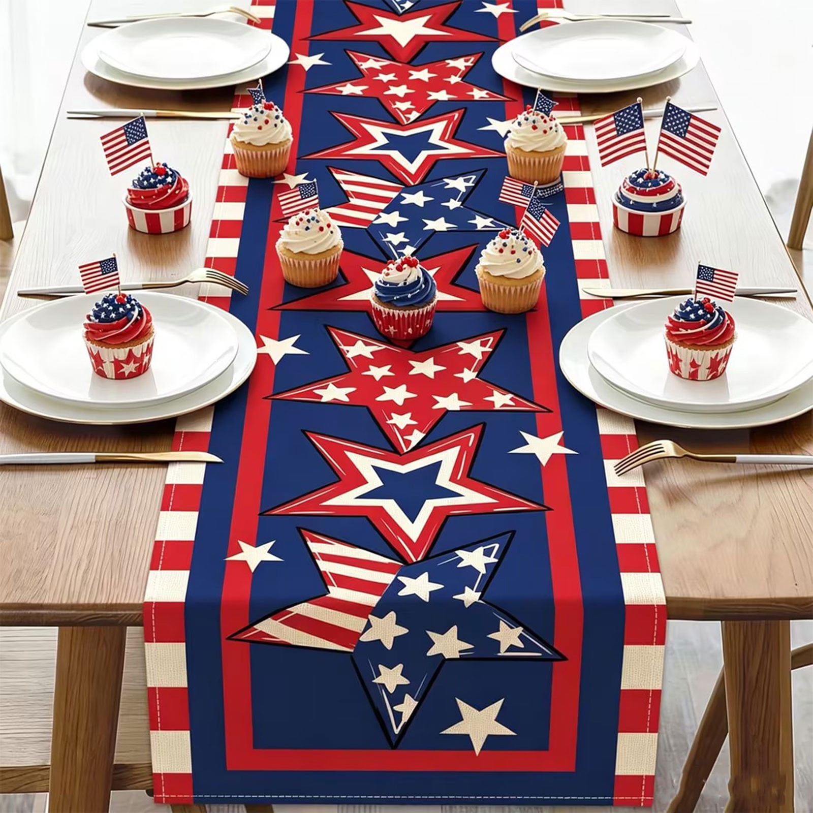Gallickan Independence Day Memorial Day Table Runner, Patriotic Flag ...