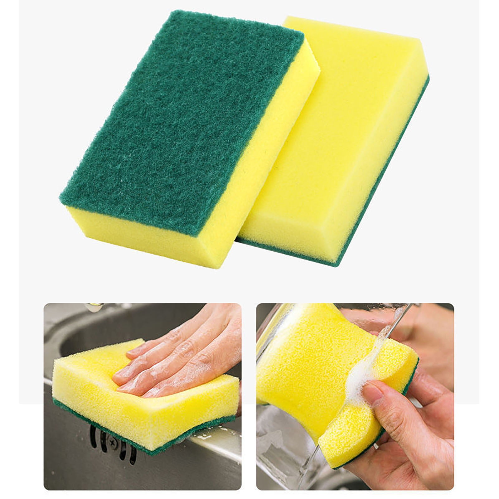 Gallickan Kitchen Dishwashing Sponges, 3 Pack Non-Scratch Scrub Pad ...