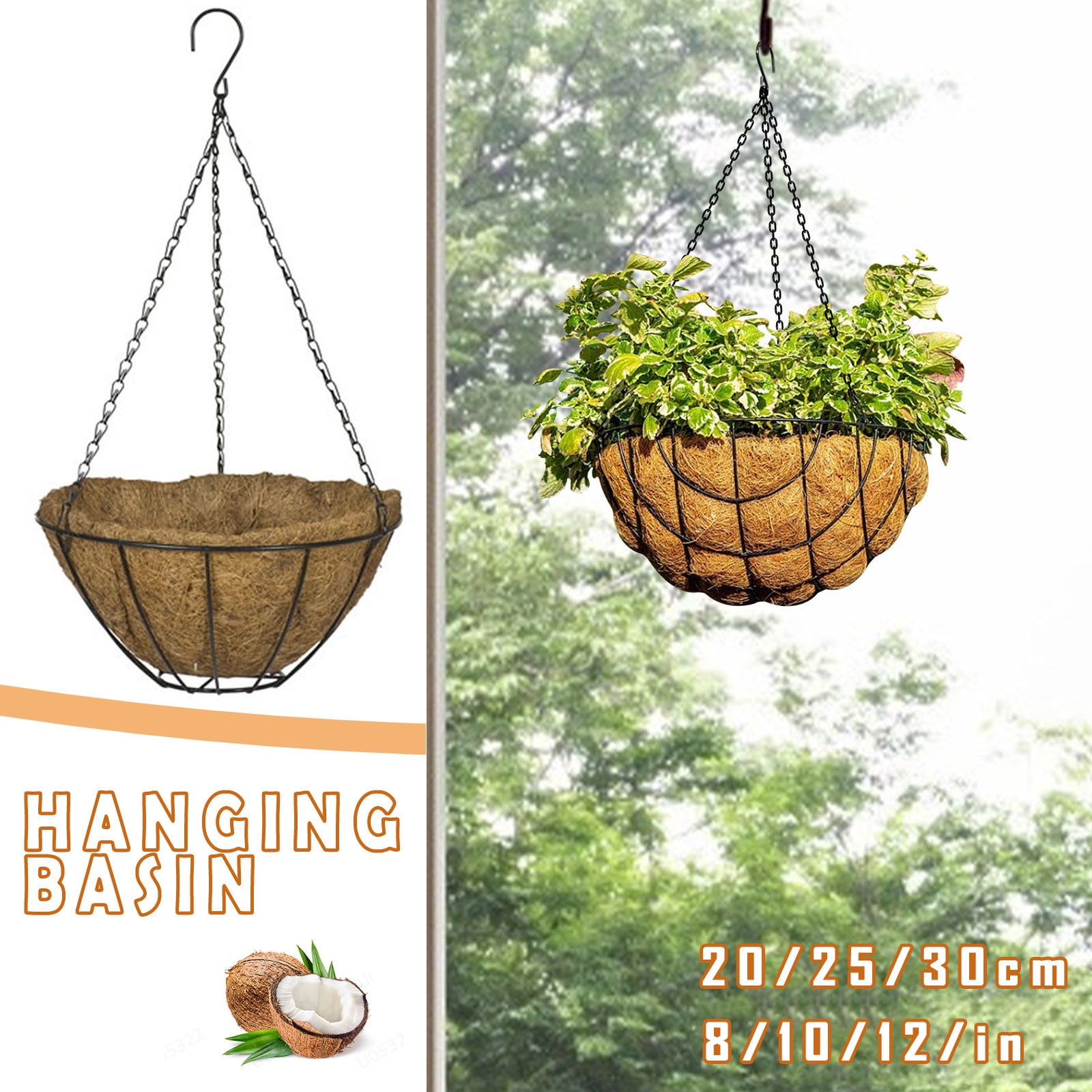 Gallickan Metal Hanging Baskets, Round Metal Wire Hanging Basket ...