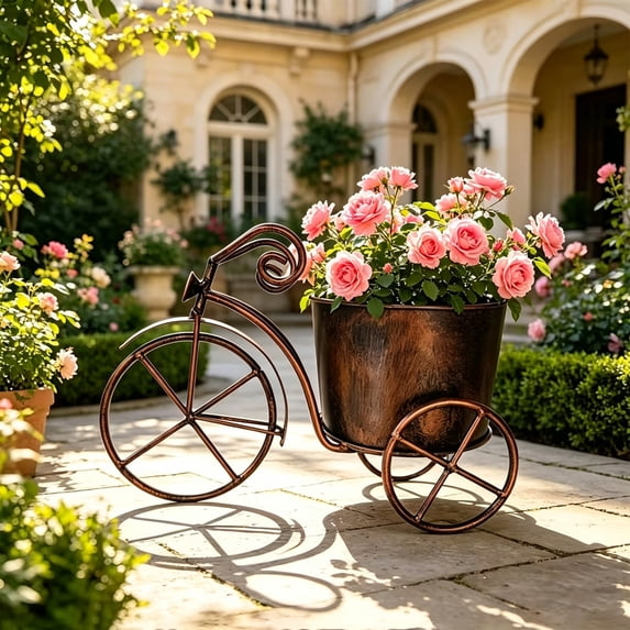 Gallickan Metal Iron Tricycle Planter, Vintage Decorative Wheelbarrow ...
