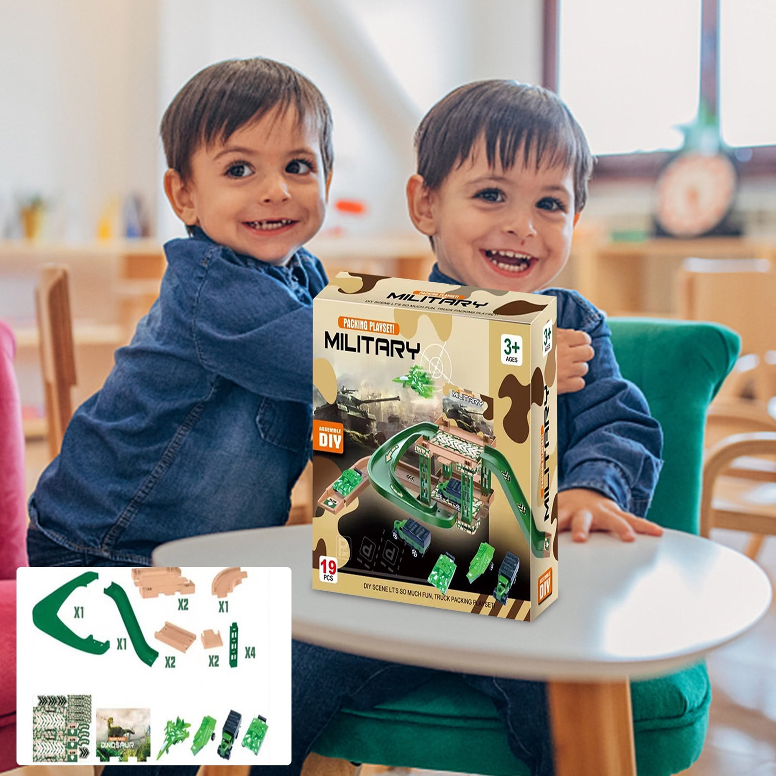 Gallickan Military Vehicle Toys Packing Playset, Car Track Toys Sets ...