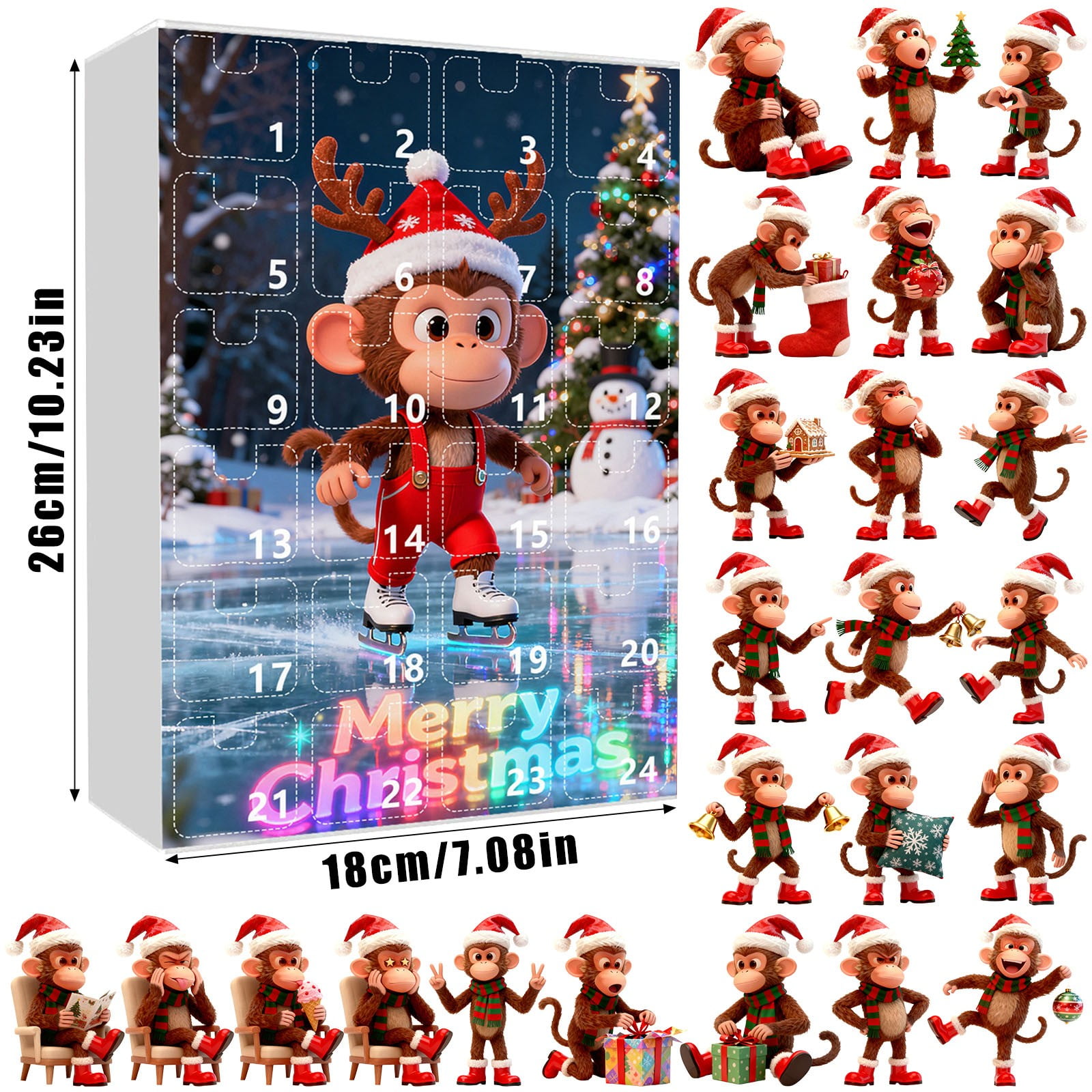 Gallickan Monkey Countdown Calendar, 2025 Monkey Advent Calendar ...