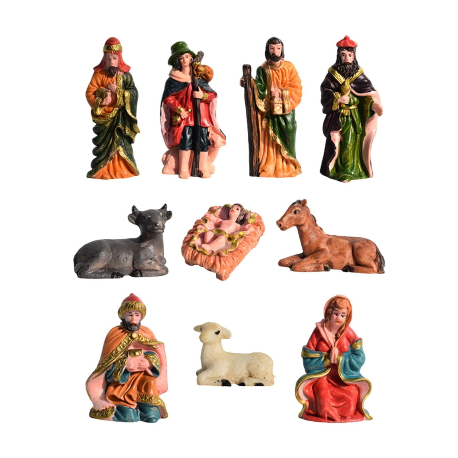 Gallickan Nativity Ornament Set, 10 Pcs Manger Scene, Religious Figure ...