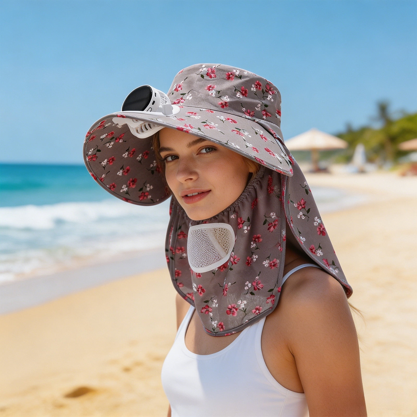 Gallickan Outdoor Sun Protection Hat, Summer Rechargeable Solar-Powered ...
