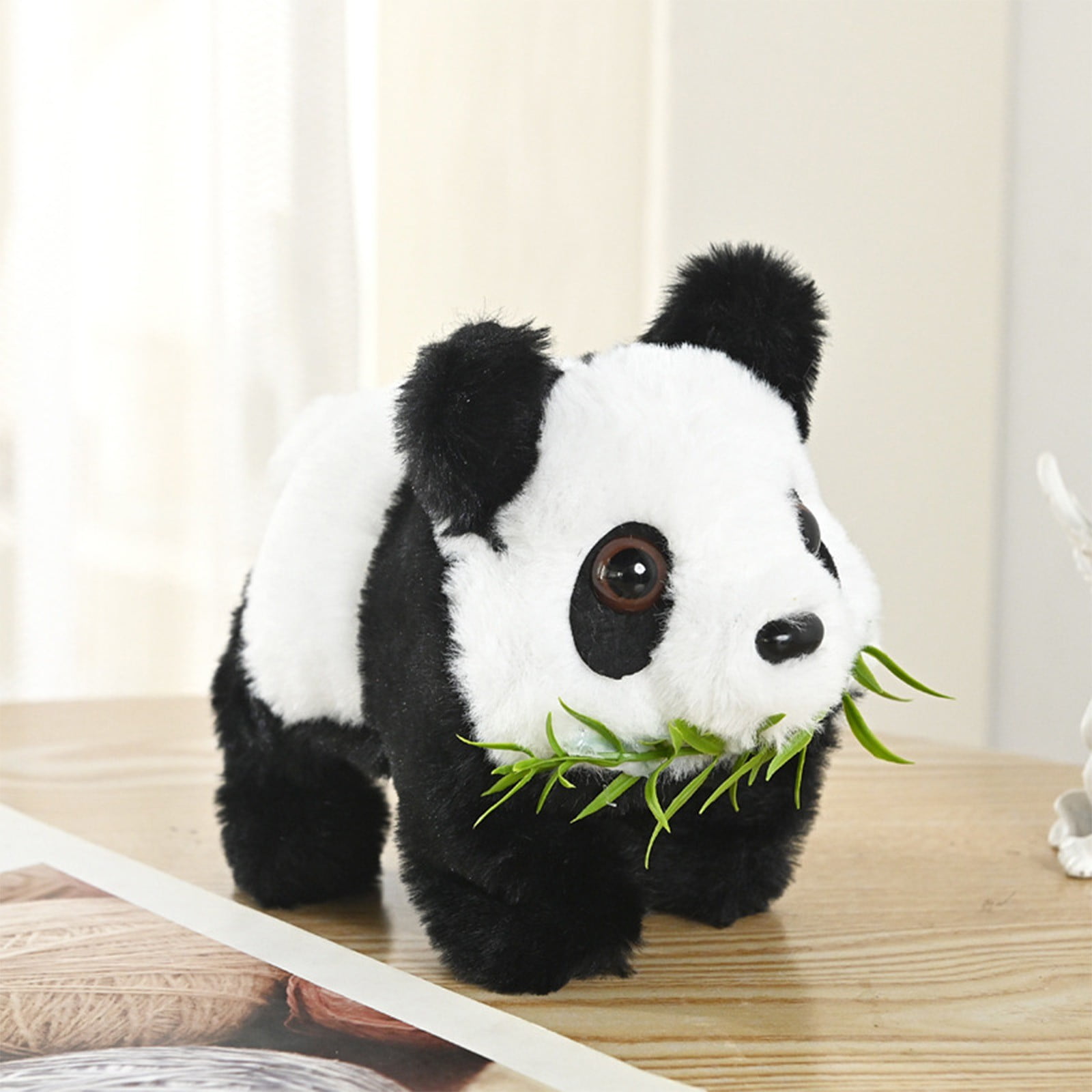 Gallickan Panda Plush Electric Toys, 6.6" Cute Leaf Pandas Can Walking ...