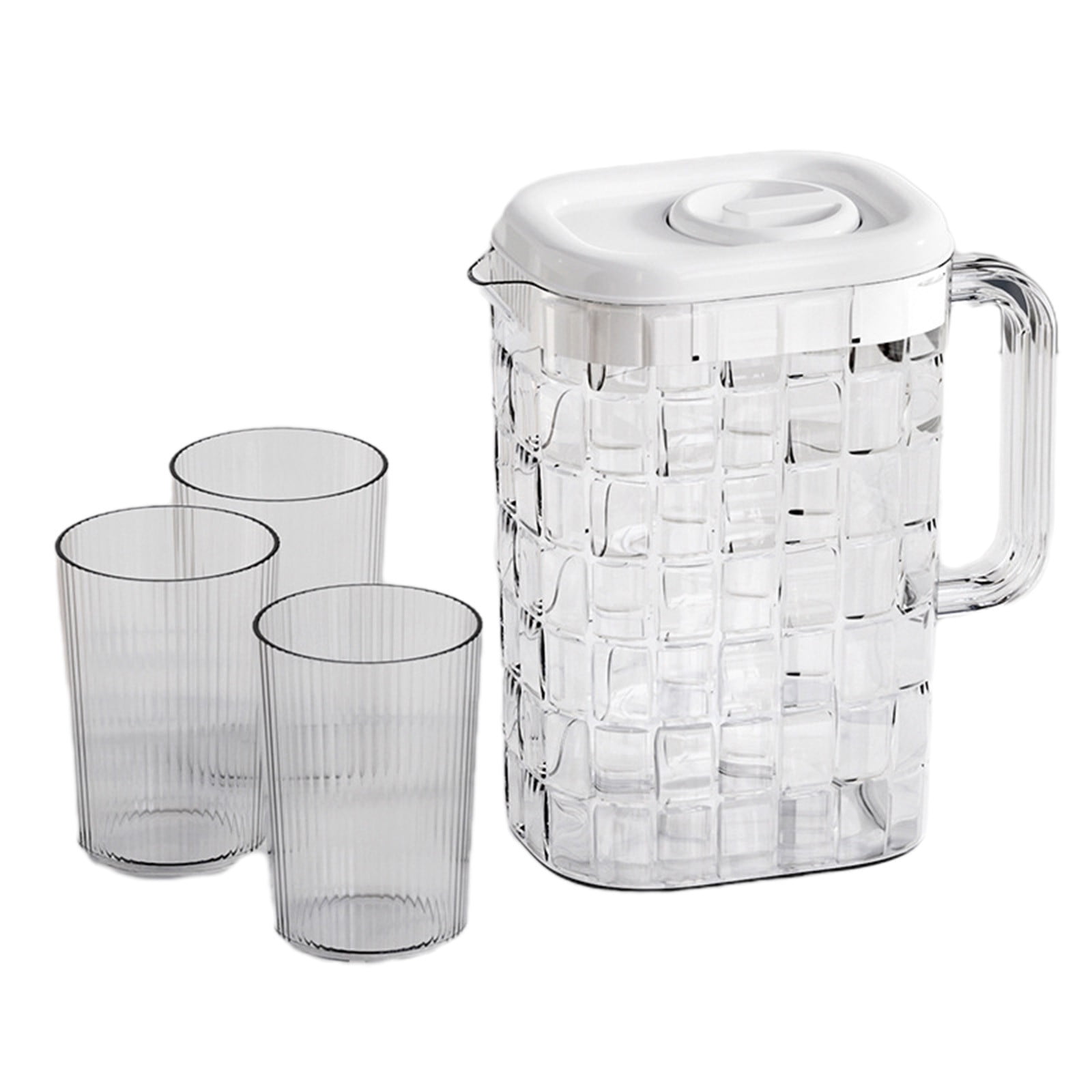 Gallickan Pitcher with Lid Set of 4, 68oz Water Jug with 3 Cups, BPA ...