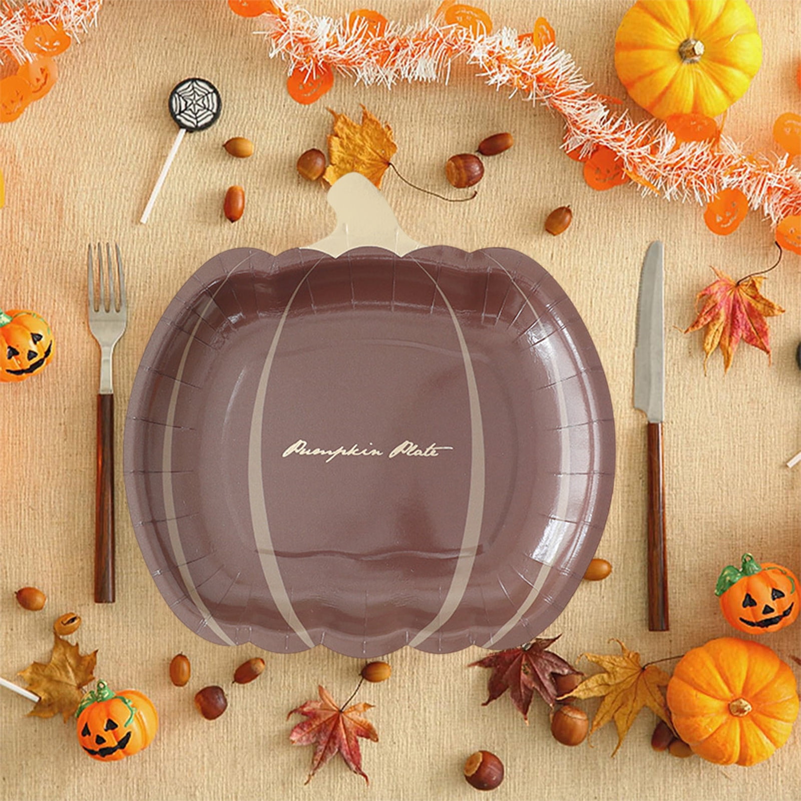 Gallickan Pumpkin Tray, Disposable Paper Plates Set for Halloween ...